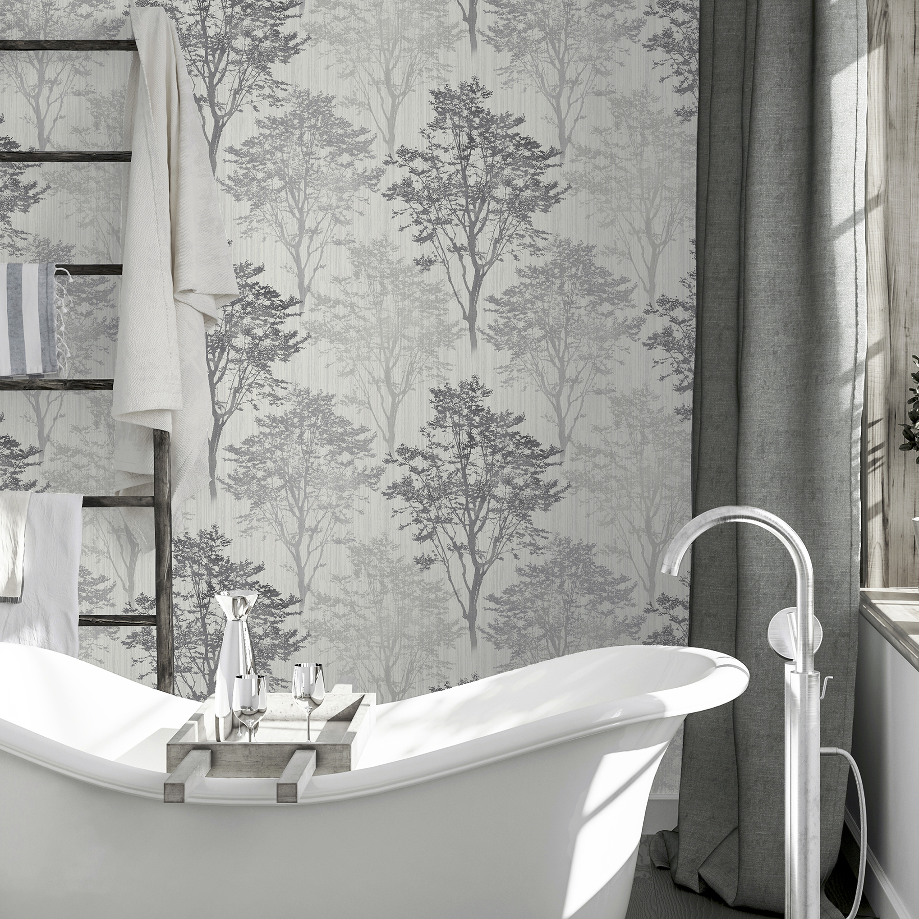 AH259502 - Edwin Grey Wildwood Wallpaper - by Arthouse