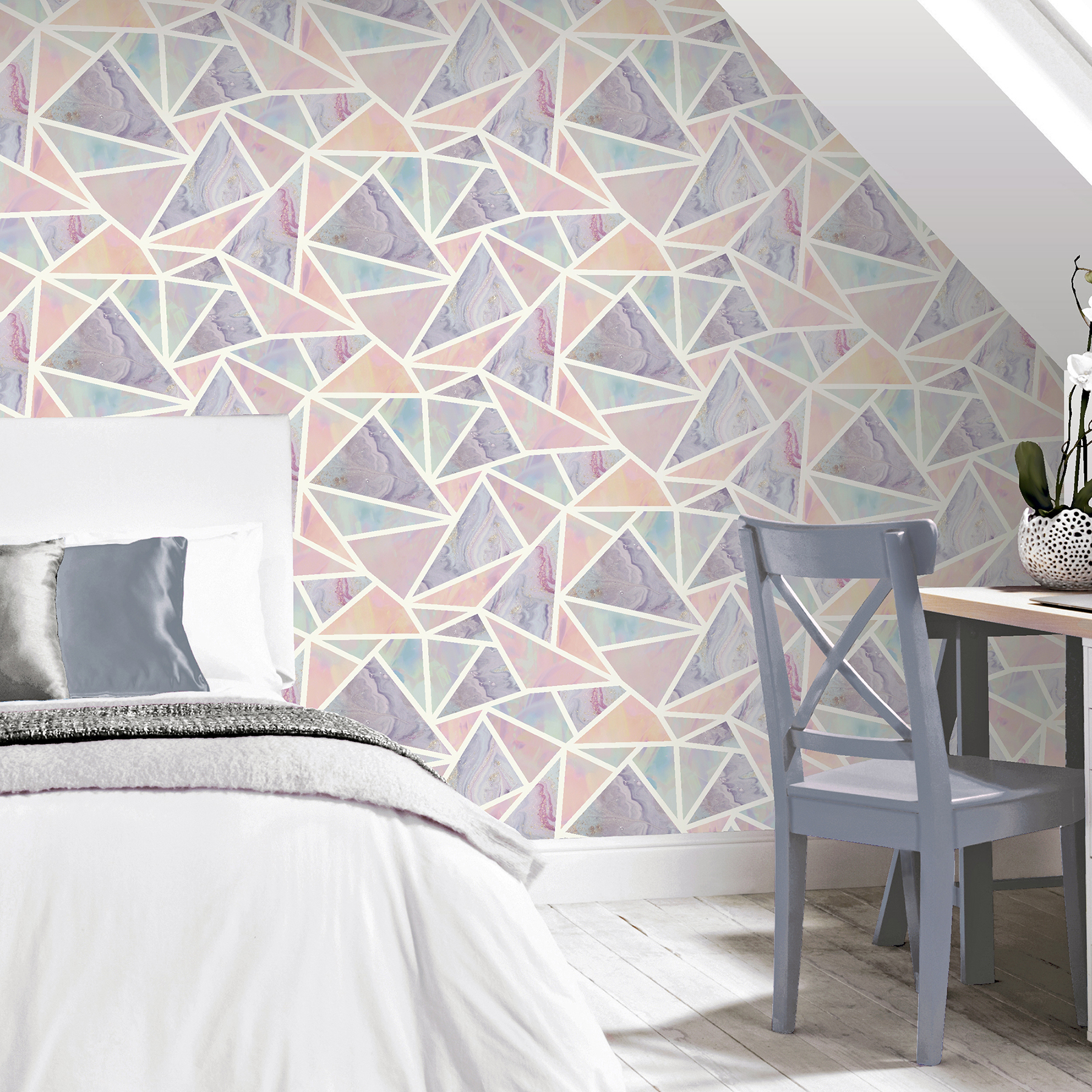 AH296002 - Lizzie Pastel Triangles Wallpaper - by Arthouse