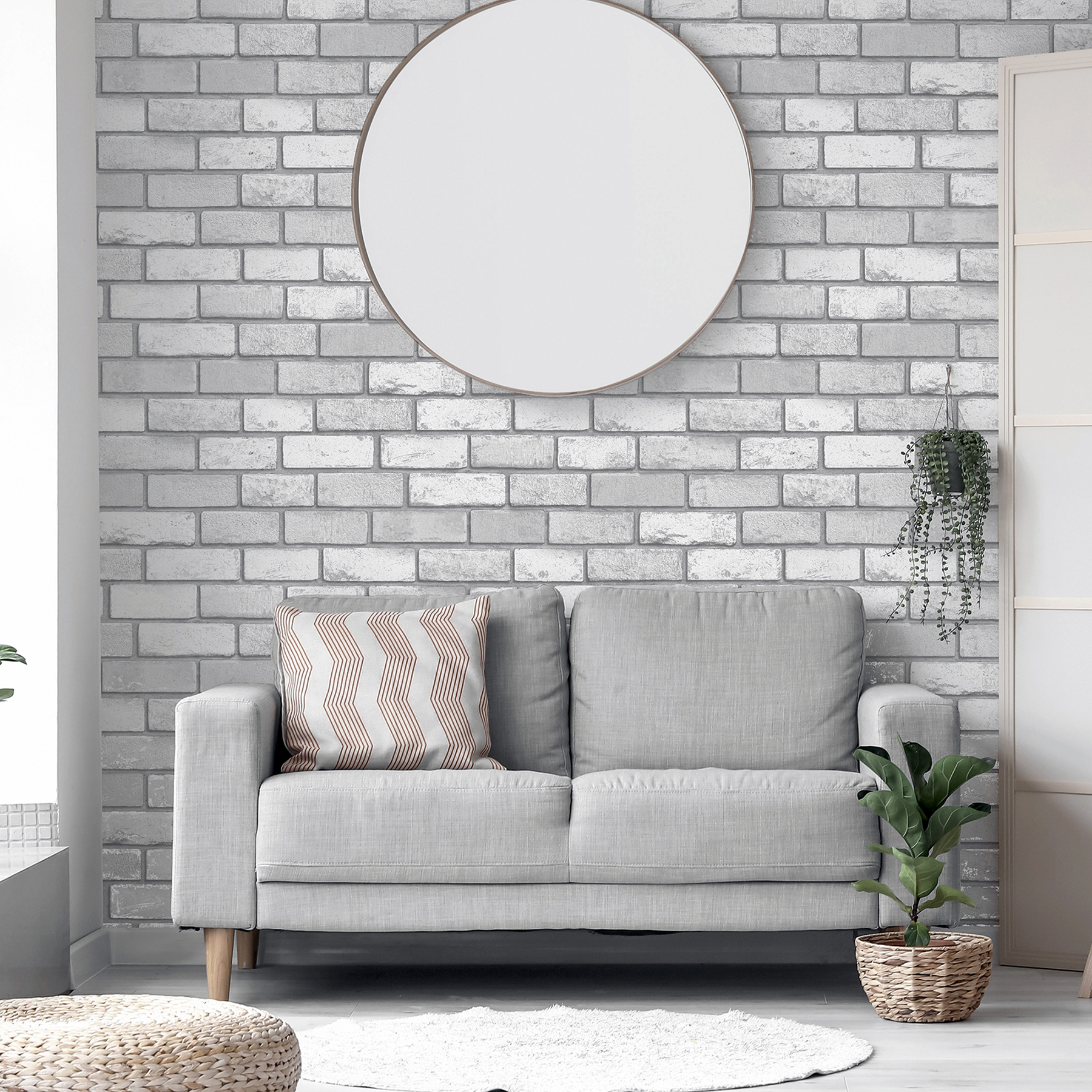 AH692201 - Myron Dove Metallic Brick Wallpaper - by Arthouse