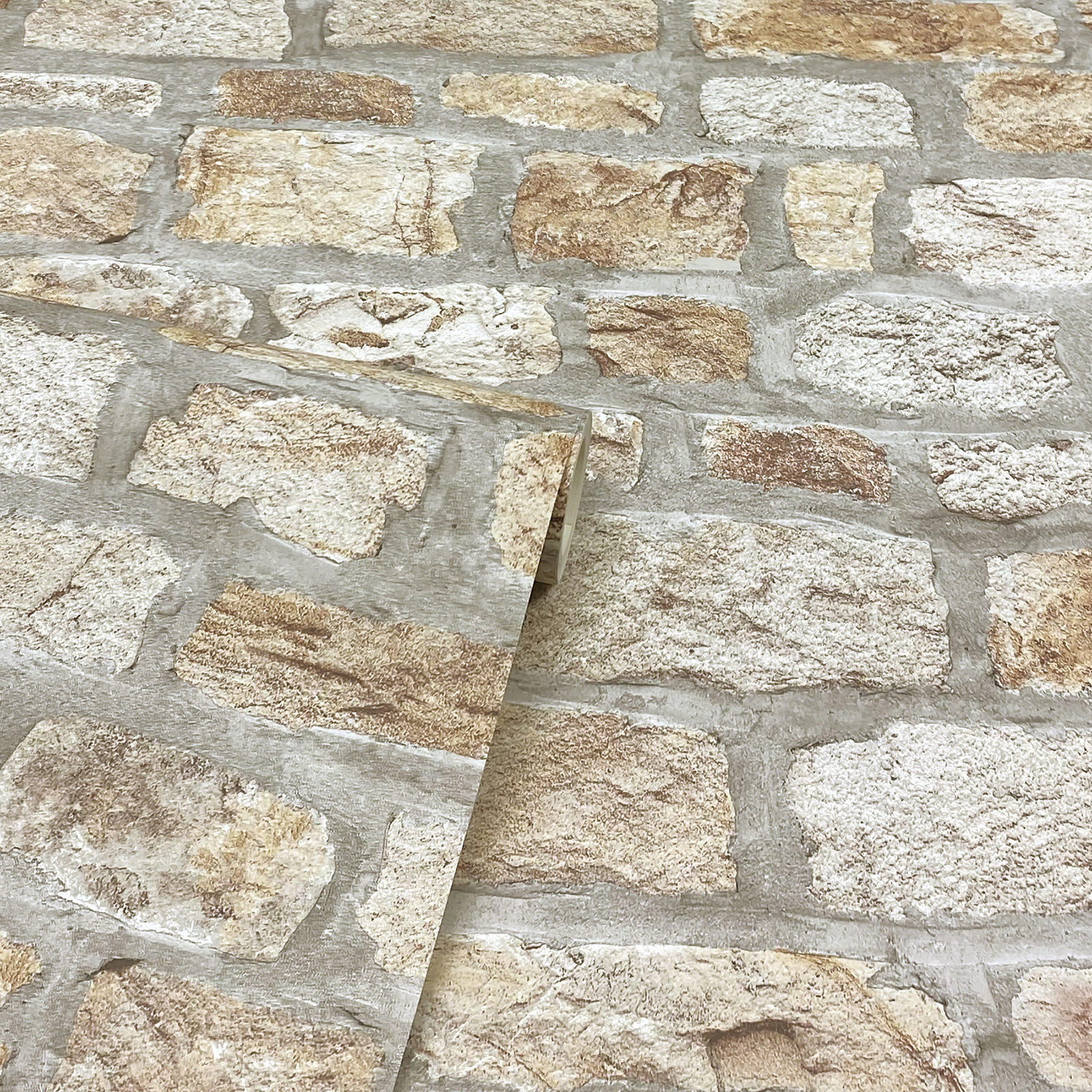 AH696500 - Atticus Neutral Country Stone Wallpaper - by Arthouse