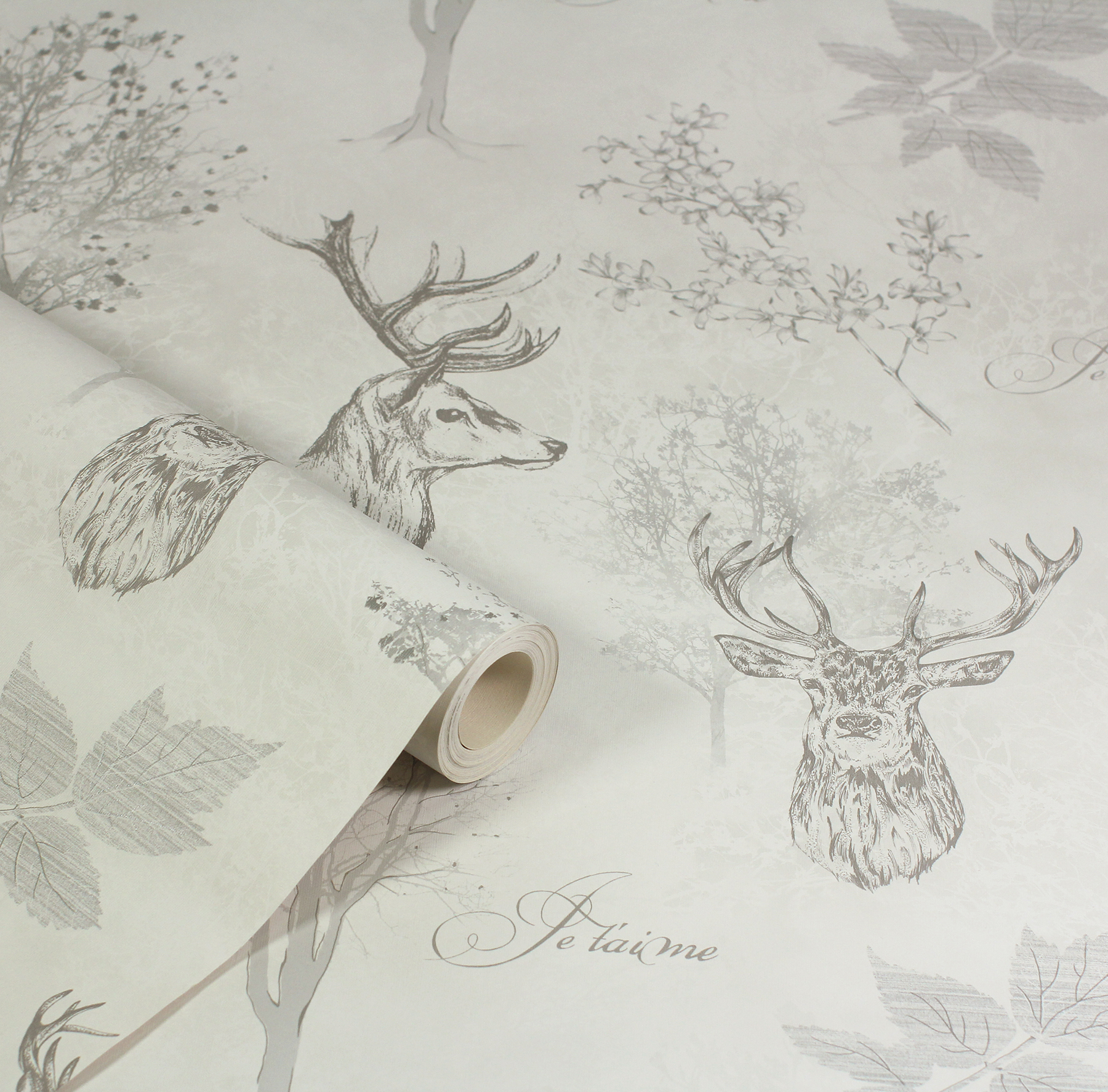 AH901808 - Gilbert Black Etched Stag Wallpaper - by Arthouse
