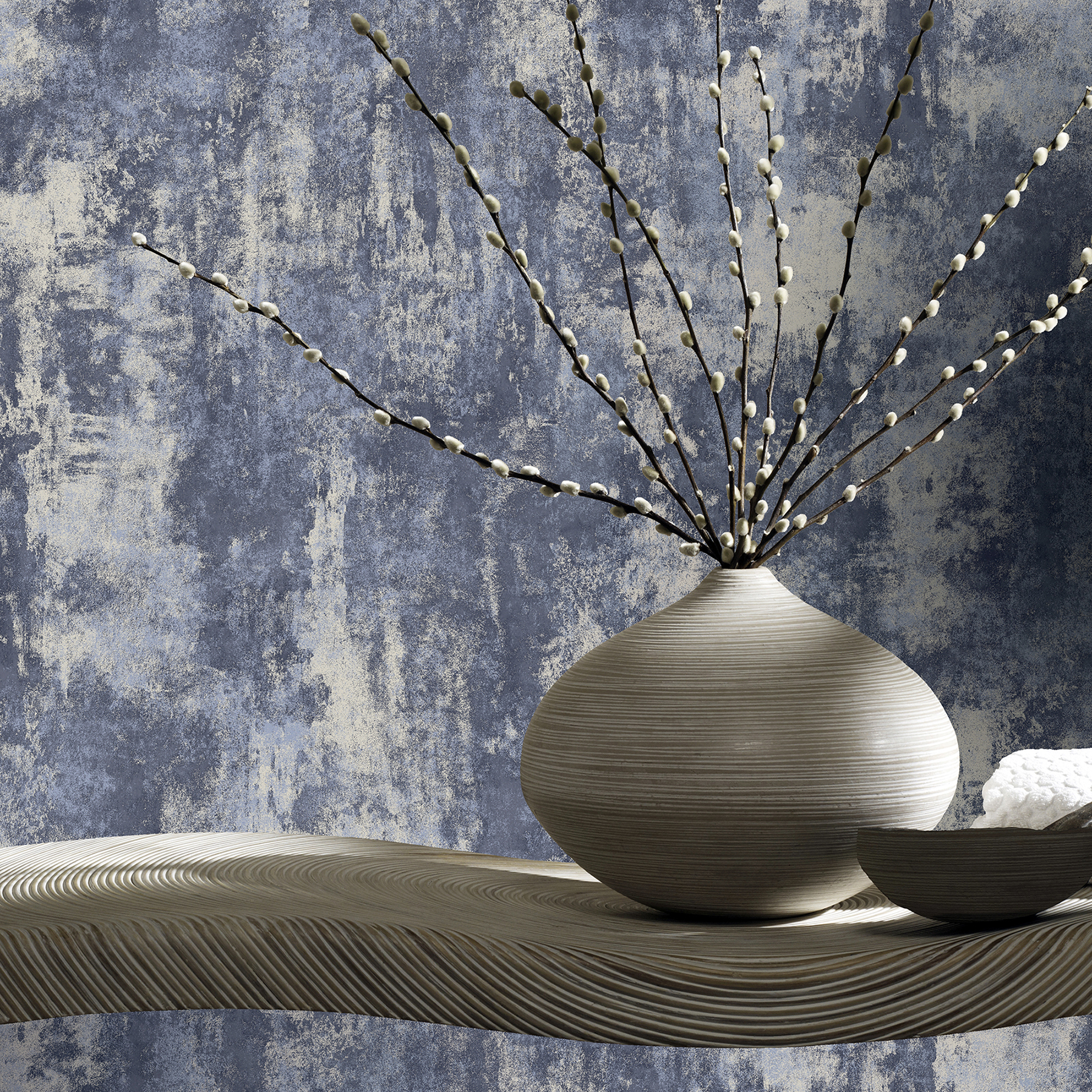 AH902108 - Lloyd Blue Stone Texture Wallpaper - by Arthouse