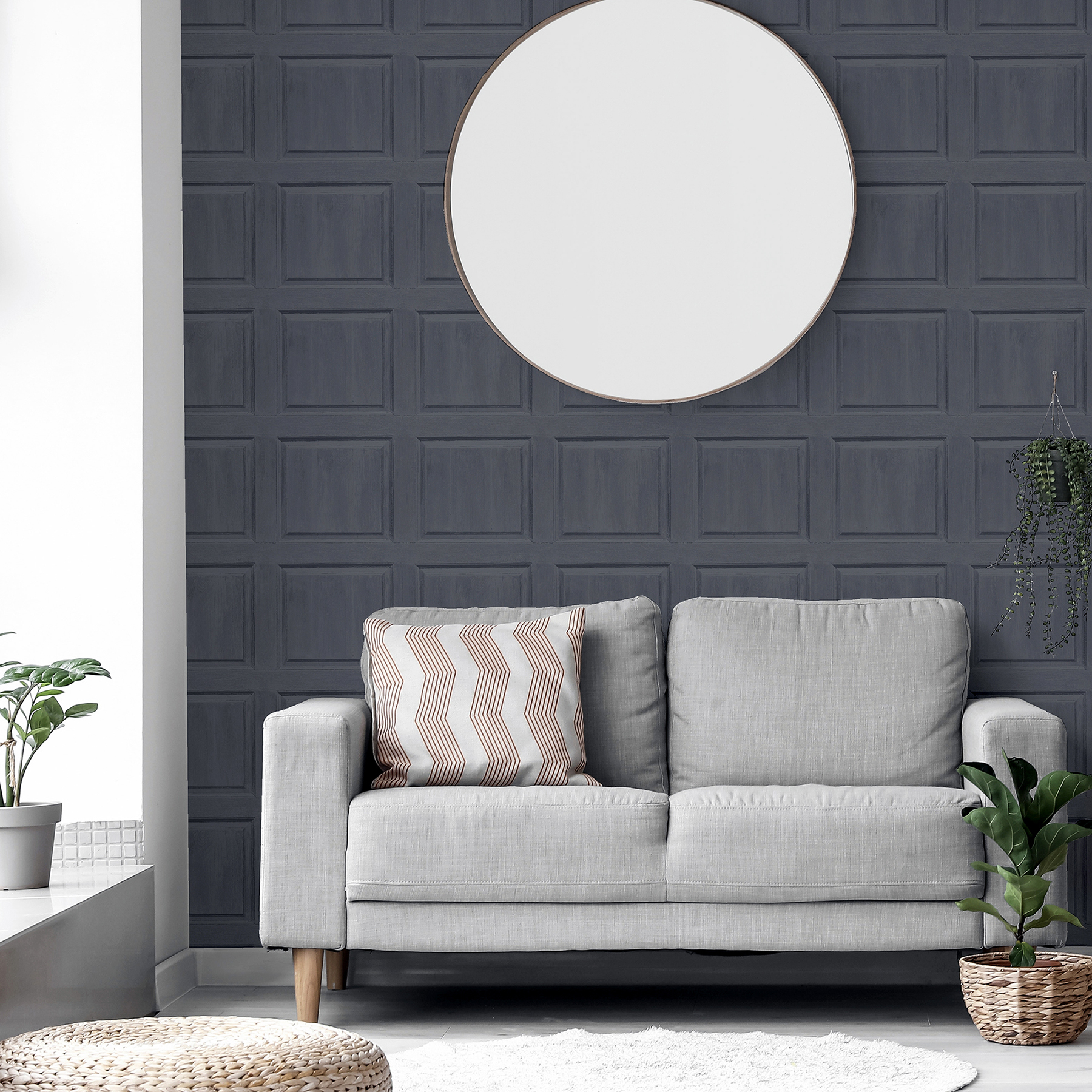 AH909600 - Bellamy Charcoal Wooden Panel Wallpaper - by Arthouse