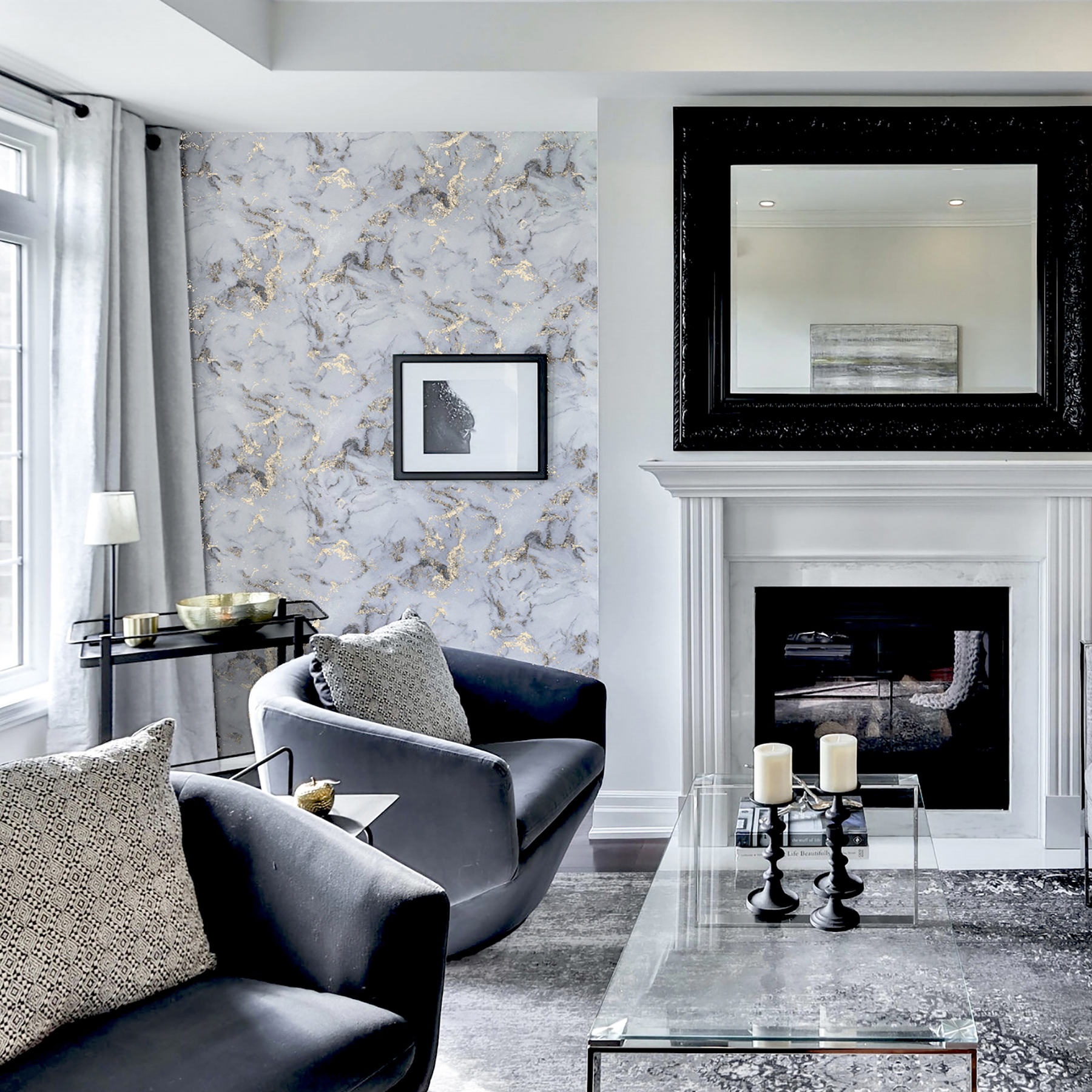 AH923001 - Merrick Grey Marble Wallpaper - by Arthouse