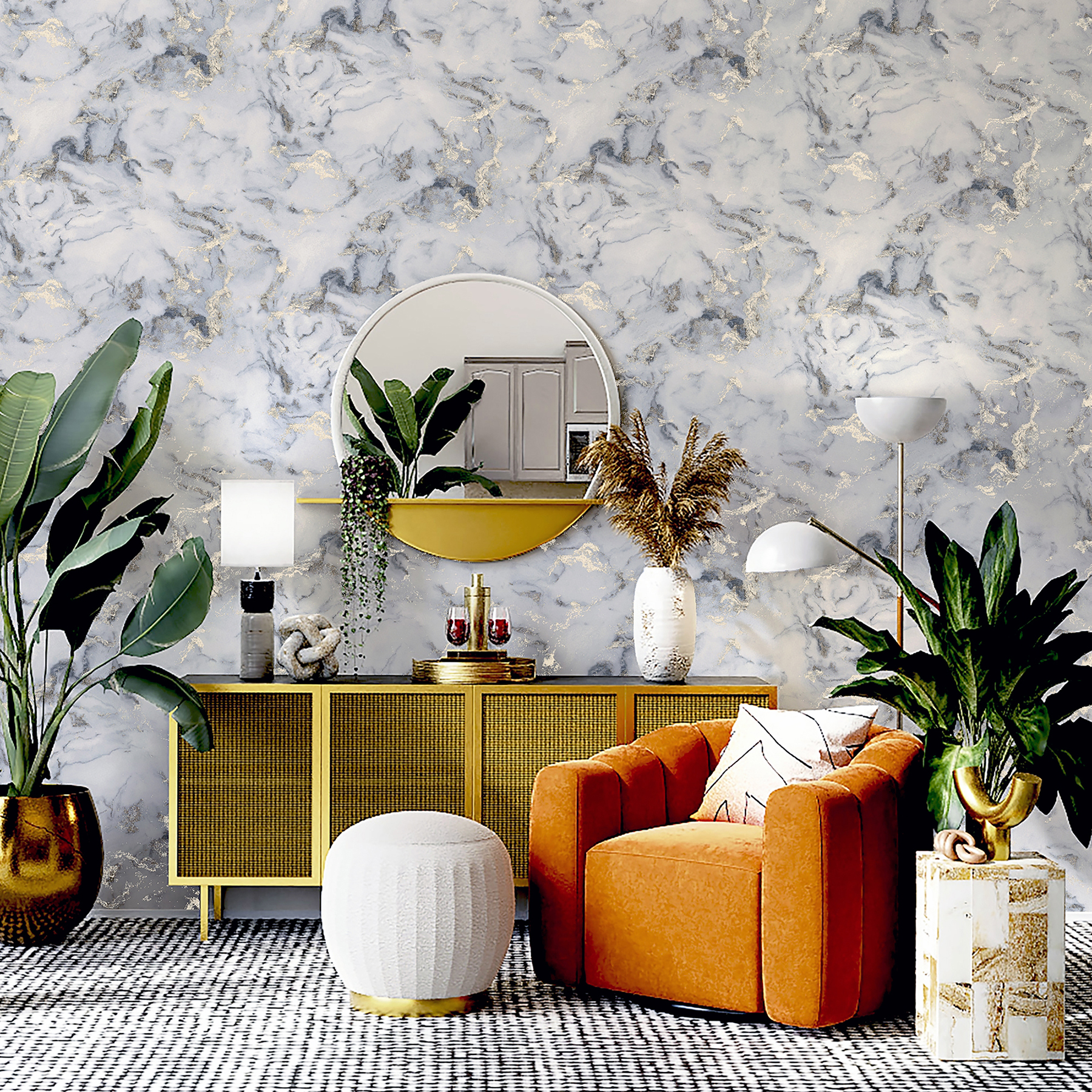 AH923001 - Merrick Grey Marble Wallpaper - by Arthouse