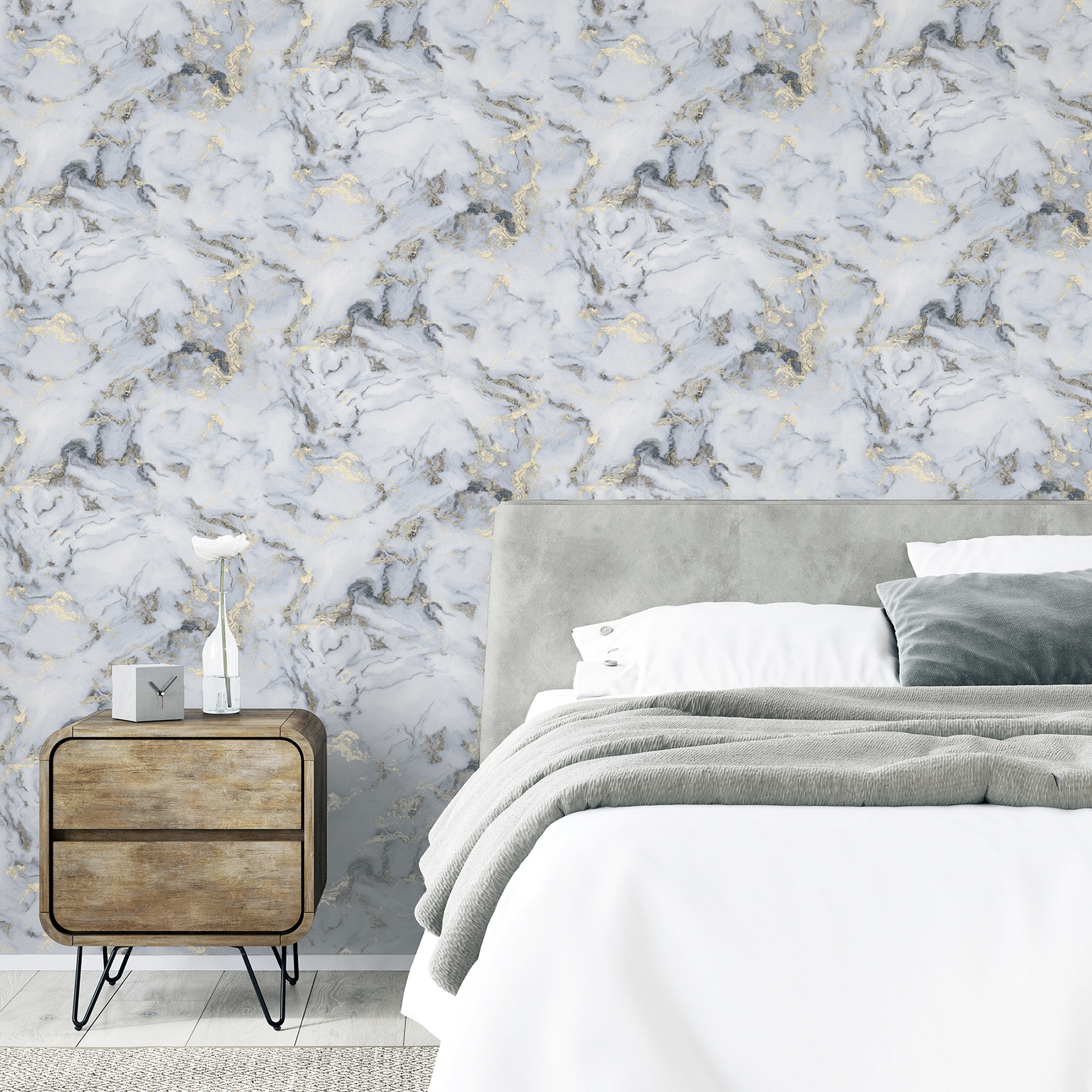 AH923001 - Merrick Grey Marble Wallpaper - by Arthouse