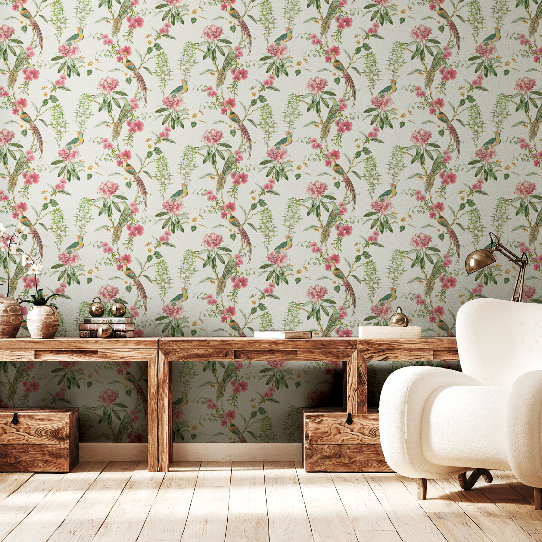 AH924907 - Celine Pink Courtyard Garden Wallpaper - by Arthouse