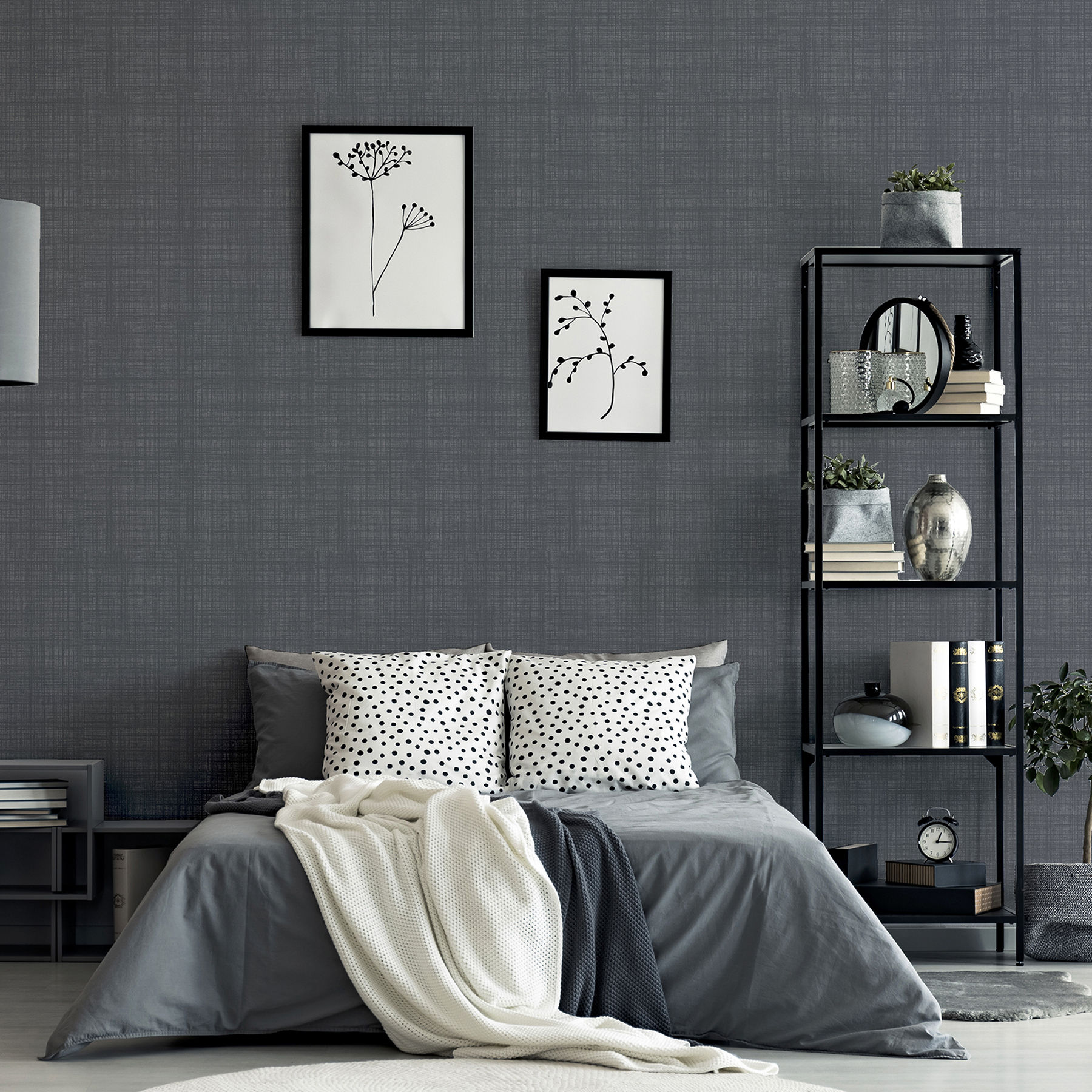 AH946006 - Rafe Grey Woven Texture Wallpaper - by Arthouse