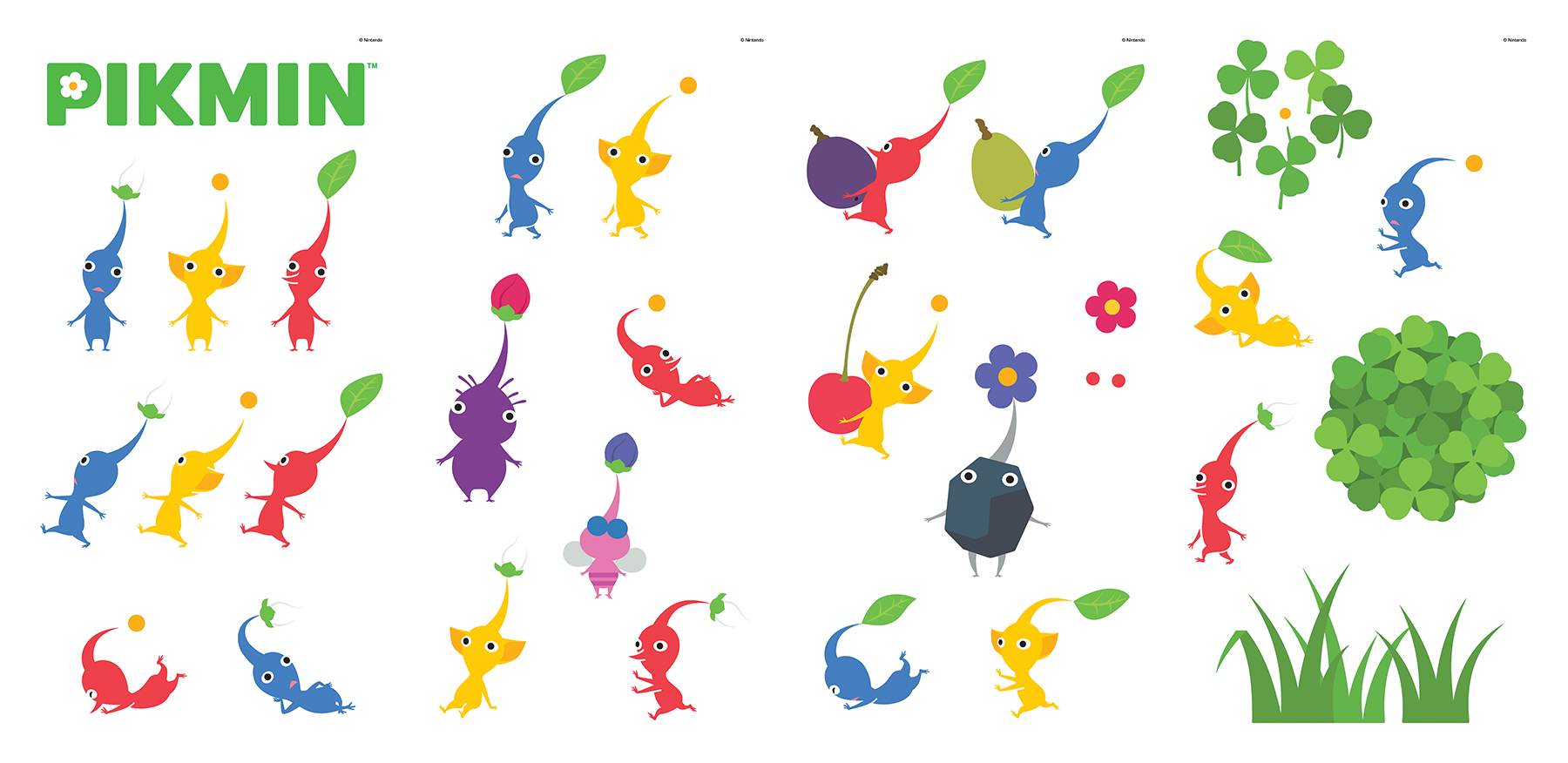 RMDS5563 - Nintendo Pikmin Characters Green Wall Decals - by Roommates