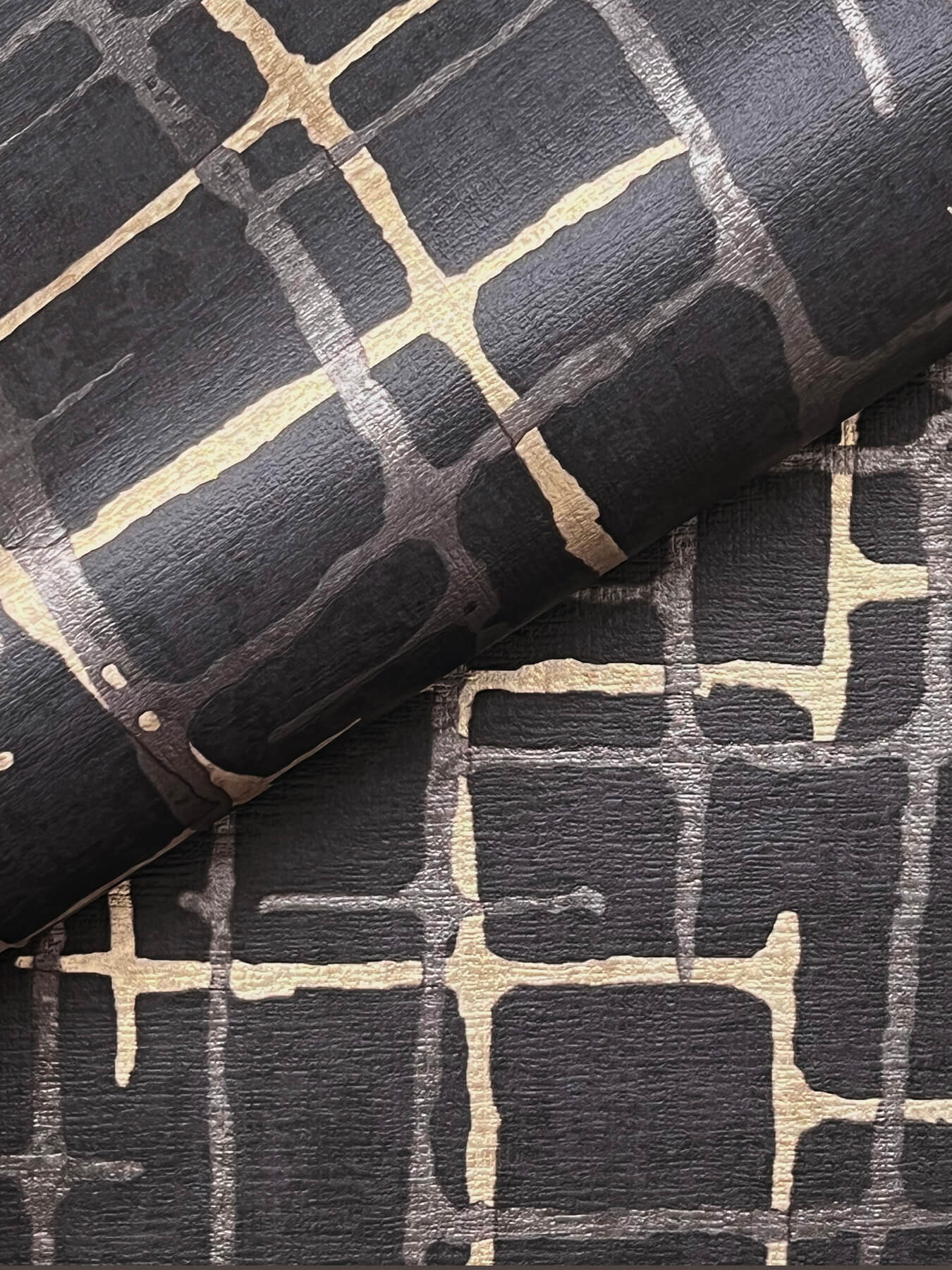 4195-5360 - Rian Black Linear Abstract Wallpaper - by Warner