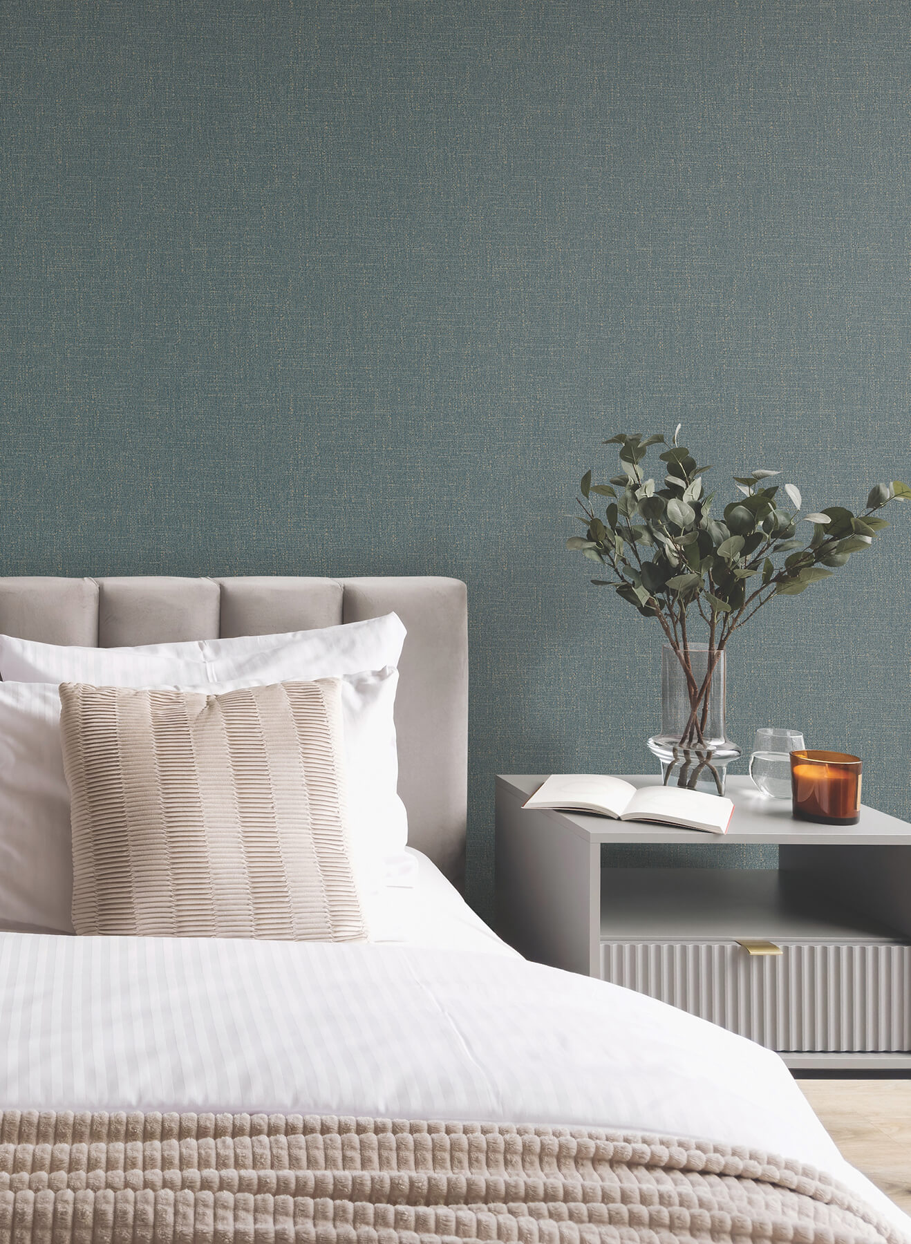 York Wallcoverings. MA34917 - Highland Tweed Dark Blue Faux Fabric ...