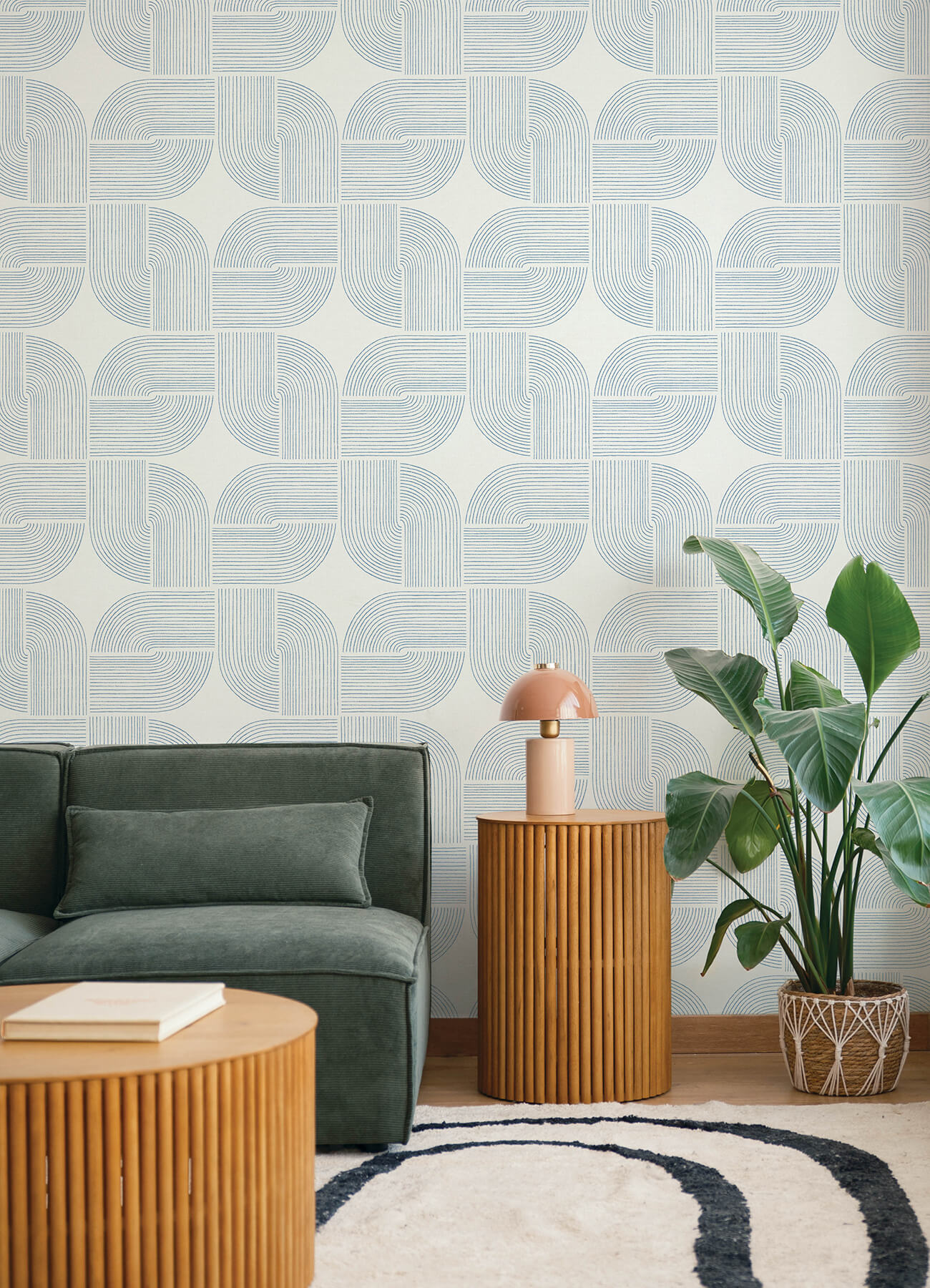 4177-27723 - Savoye Dark Blue Spiral Arches Wallpaper - by A-Street Prints