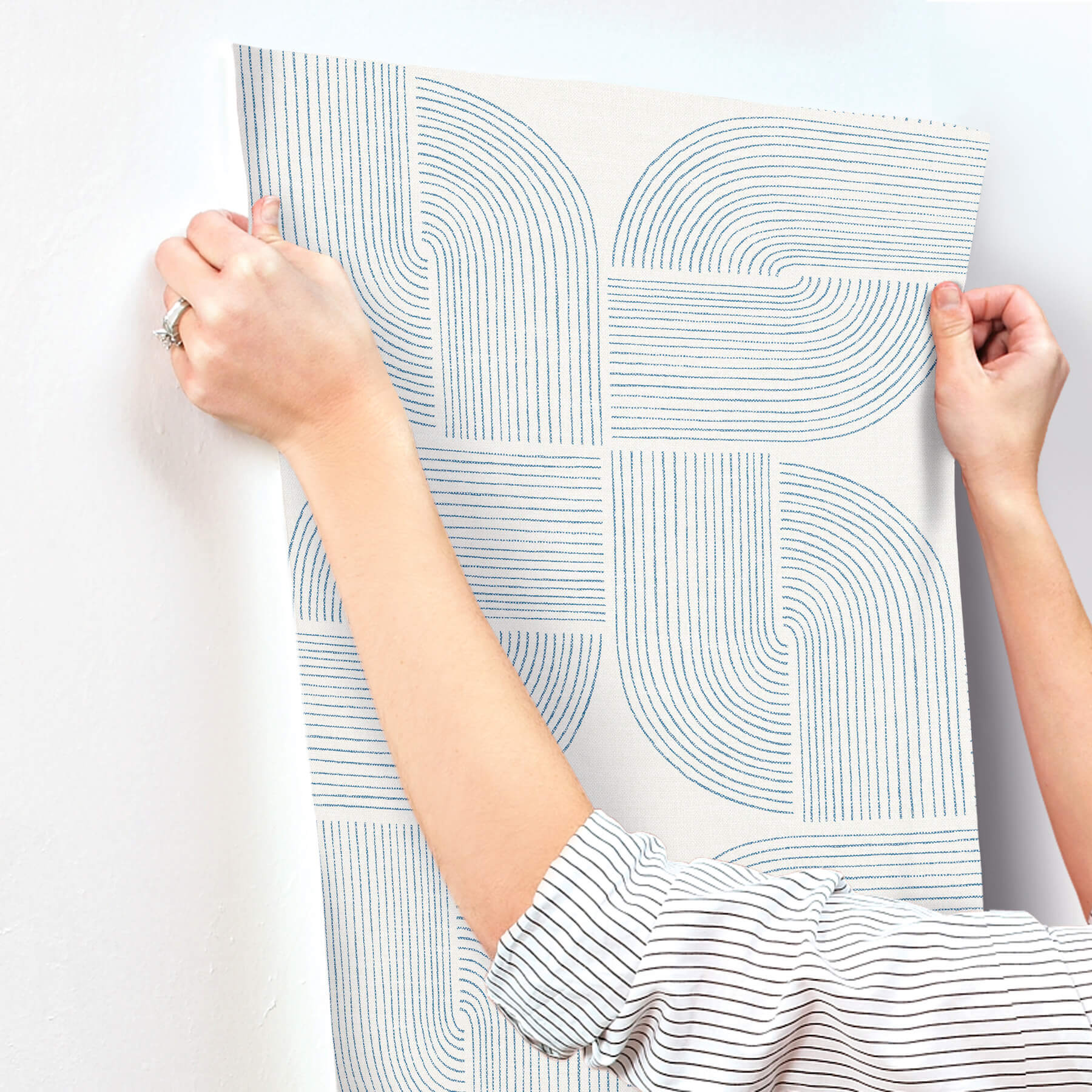 4177-27723 - Savoye Dark Blue Spiral Arches Wallpaper - by A-Street Prints
