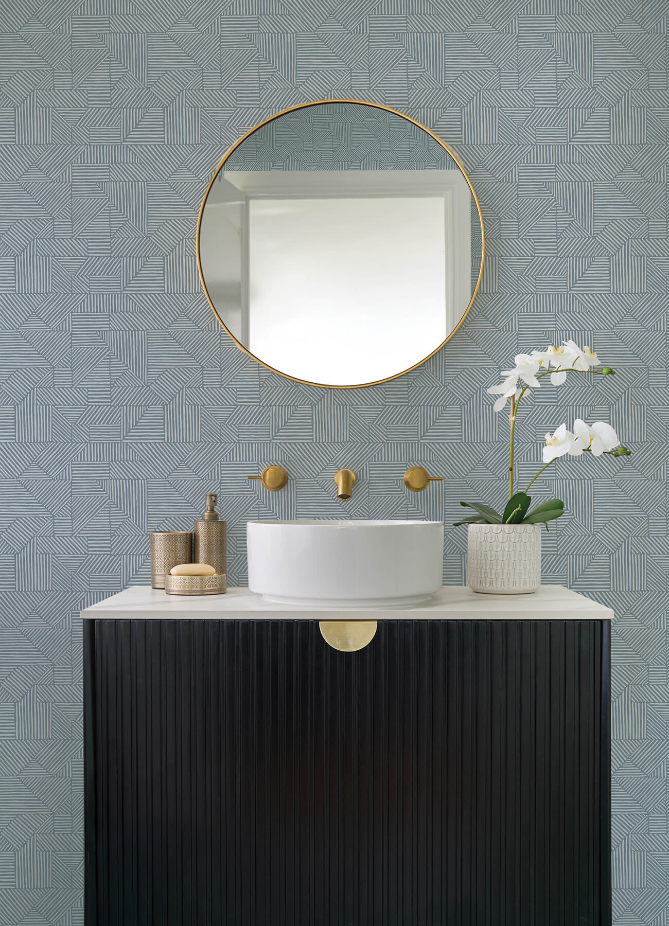 4177-83304 - Crescendo Blue Block Geometric Wallpaper - by A-Street Prints