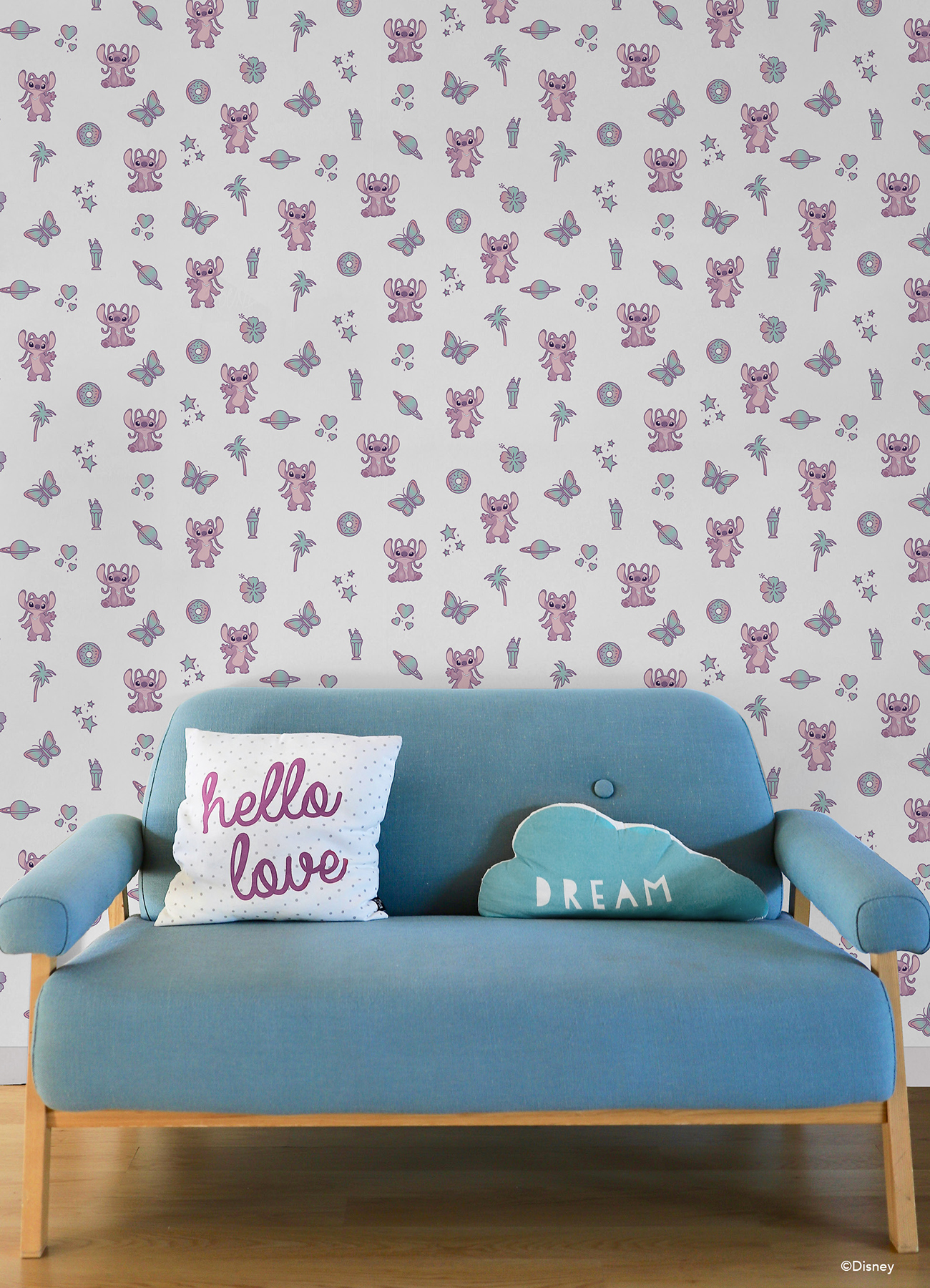 RMWS1347 - Disney Lilo & Stitch Angel Pink Peel and Stick Wallpaper ...