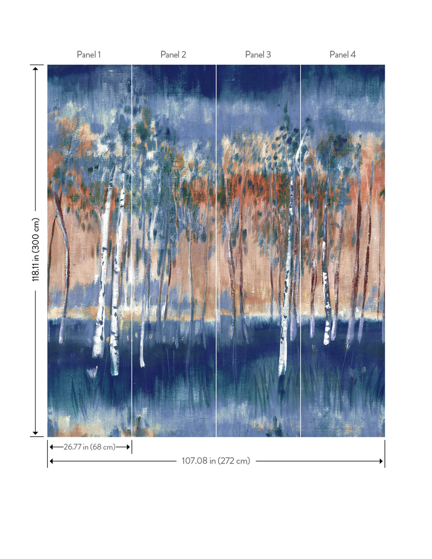 4193-7472M - Primavera Dark Blue Wall Mural - by A-Street Prints