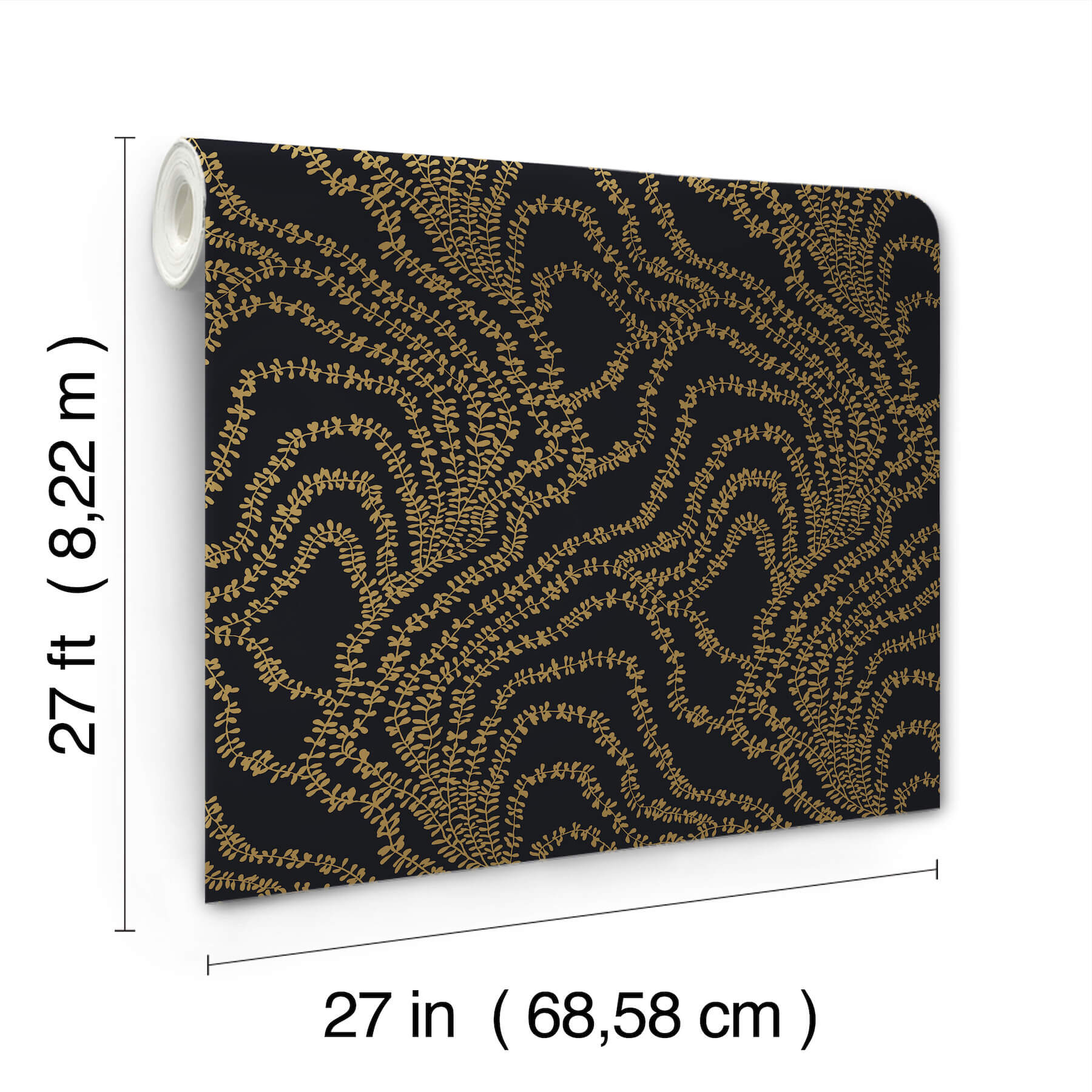 York Wallcoverings. VR1517 - String of Pearls Gold Vine Wallpaper - by ...