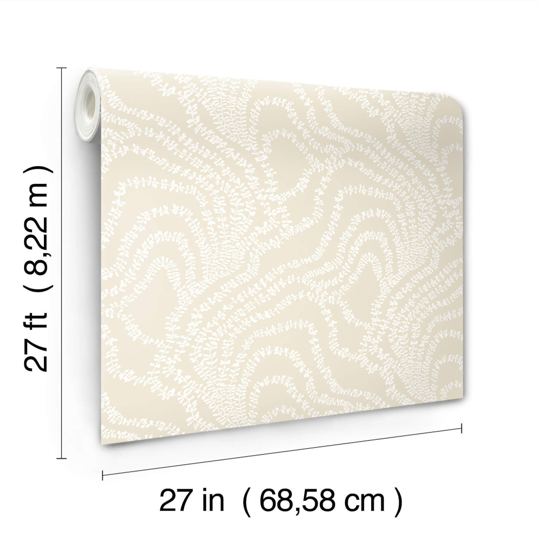 York Wallcoverings. VR1518 - String of Pearls Beige Vine Wallpaper - by ...
