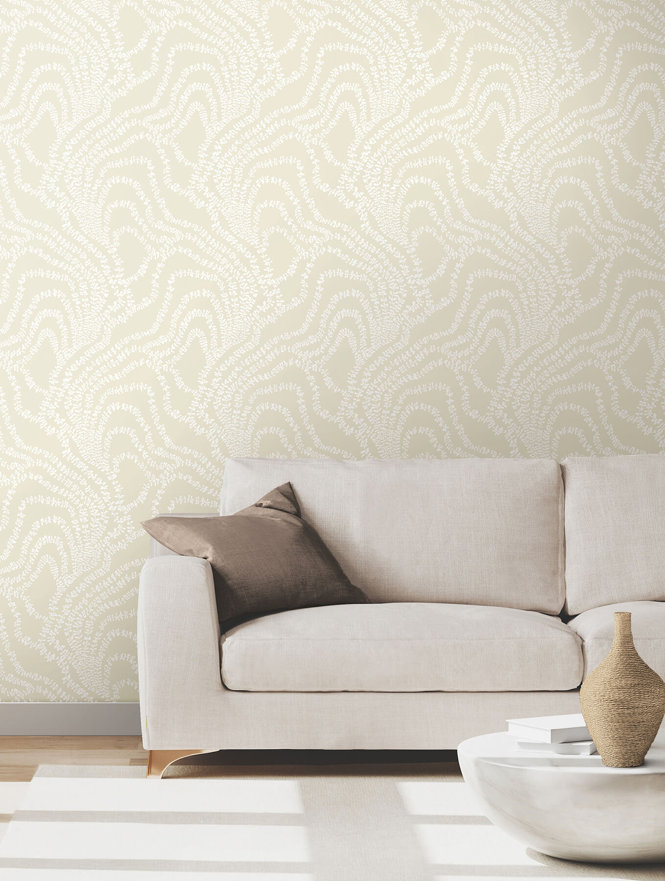 York Wallcoverings. VR1518 - String of Pearls Beige Vine Wallpaper - by ...