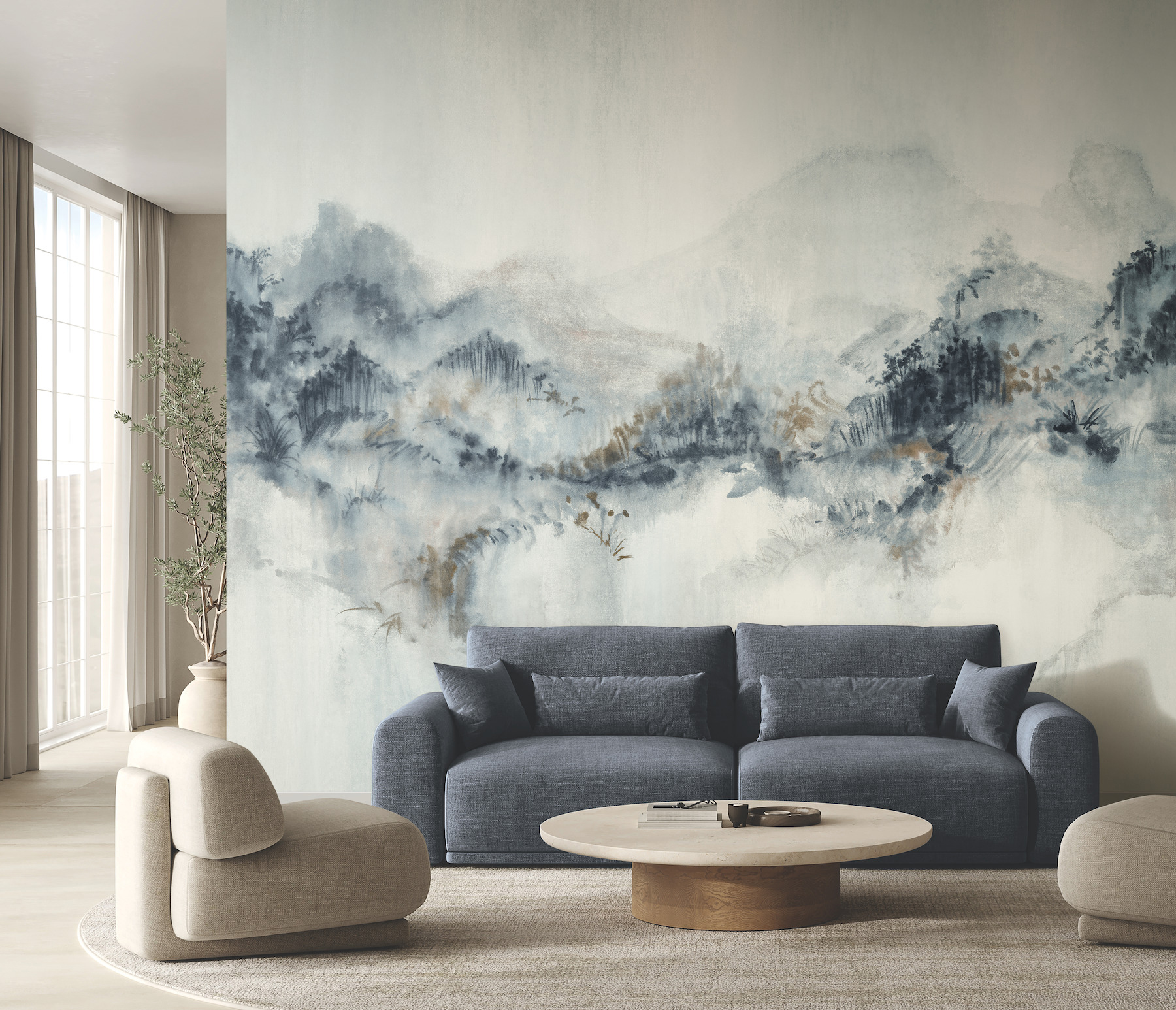 York Wallcoverings. VR1519M - Mystic Overlook Blue Wall Mural - by ...