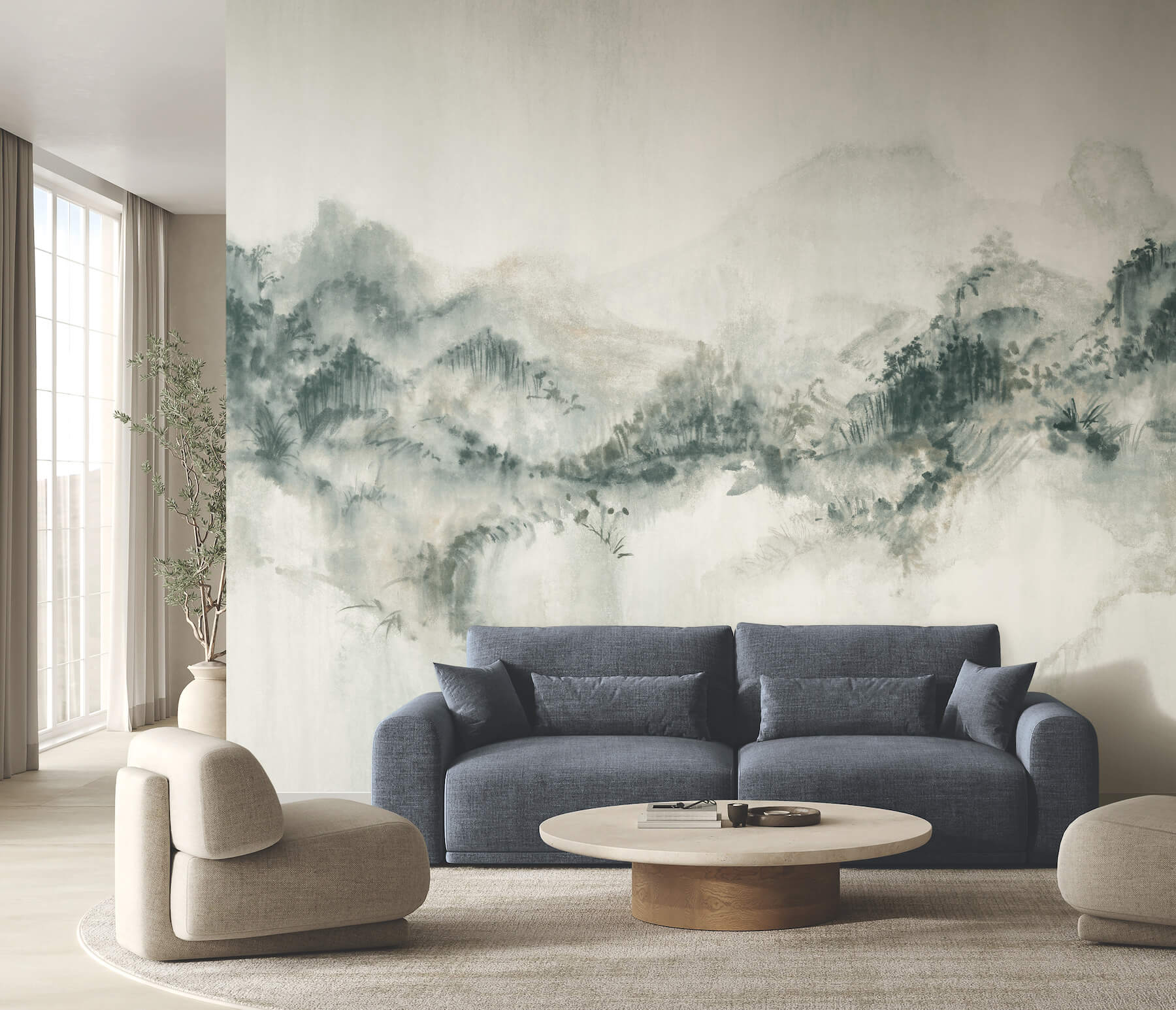York Wallcoverings. VR1521M - Mystic Overlook Green Wall Mural - by ...