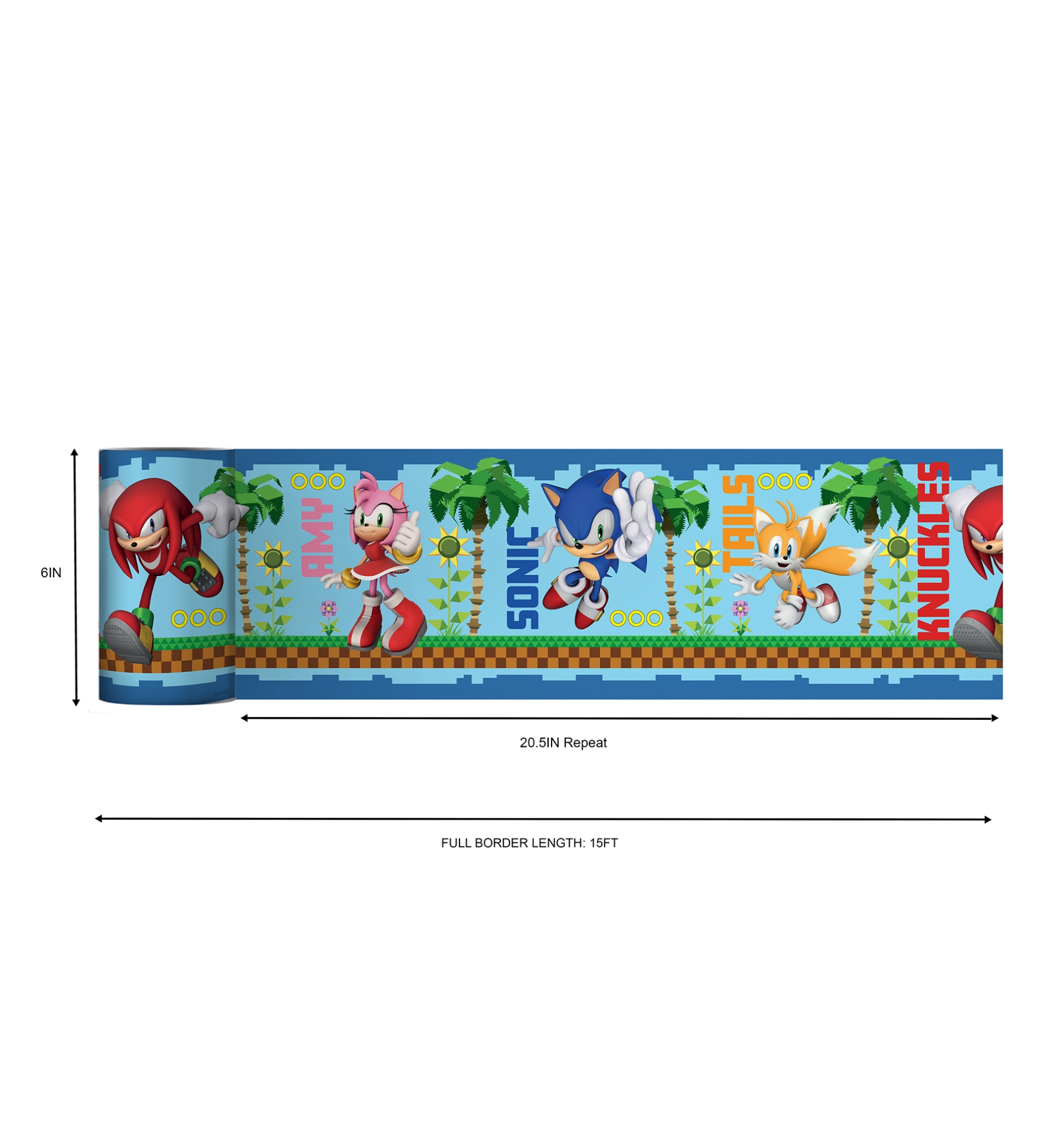 RMK1338BD - Sonic The Hedgehog Green Hill Characters Blue Border Decal ...