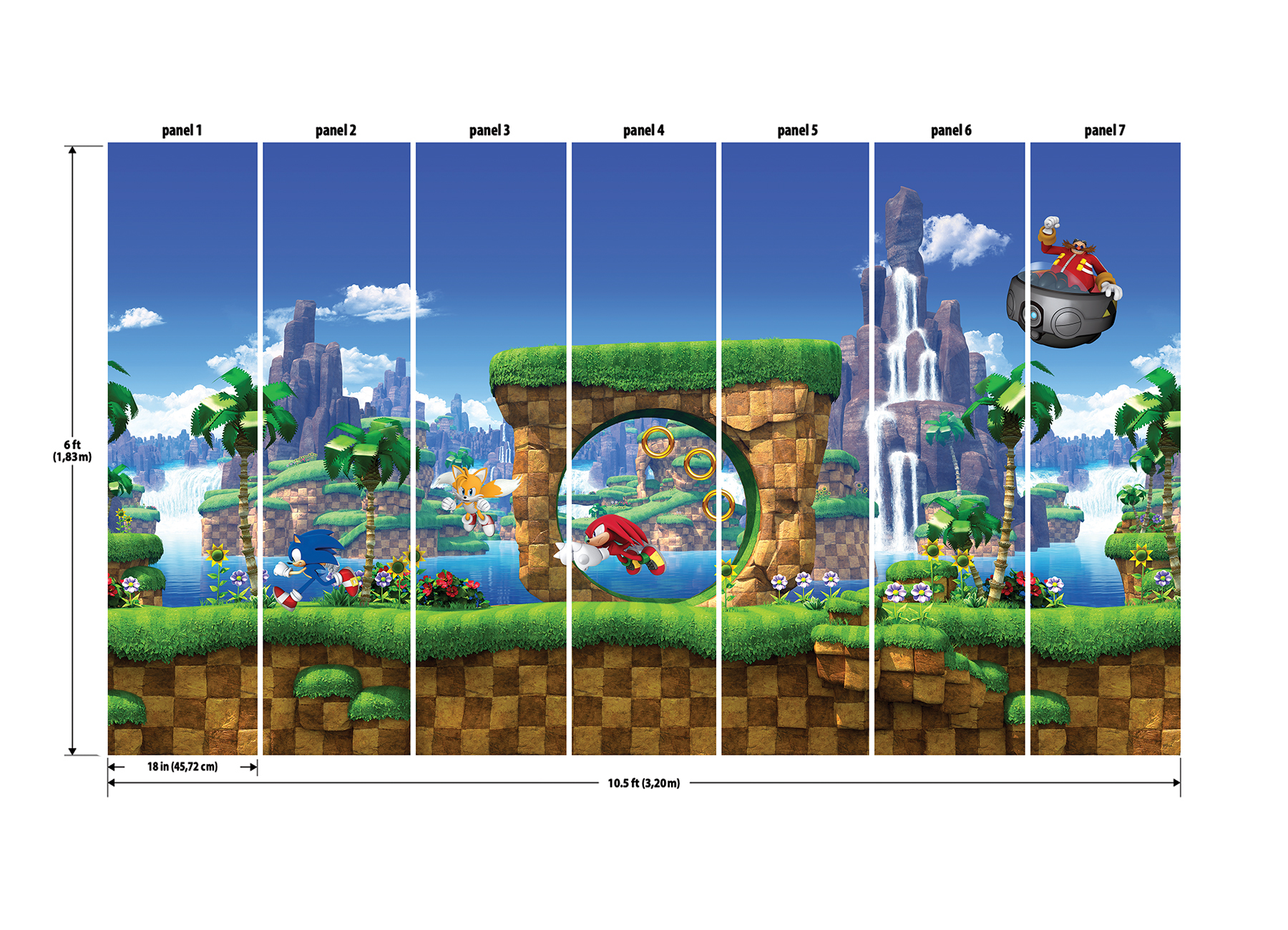 RMM1346 - Sonic the Hedgehog Green Hill Peel and Stick Mural - by Roommates