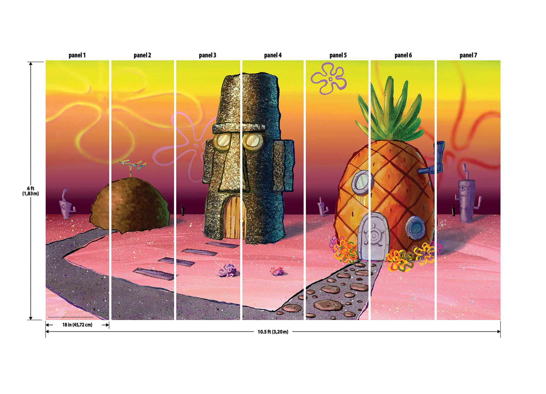 RMM1373 - SpongeBob SquarePants Sunset Peel and Stick Mural - by Roommates
