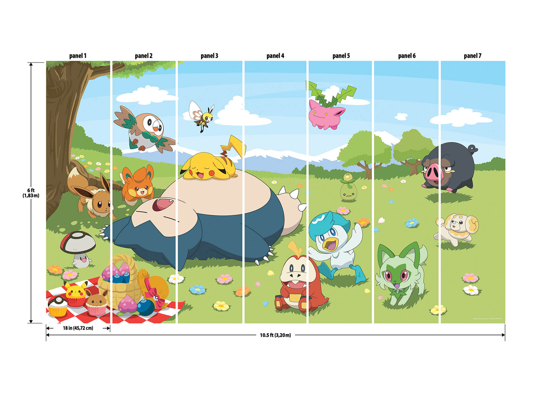RMM1341 - Pokémon Picinic Peel and Stick Mural - by Roommates