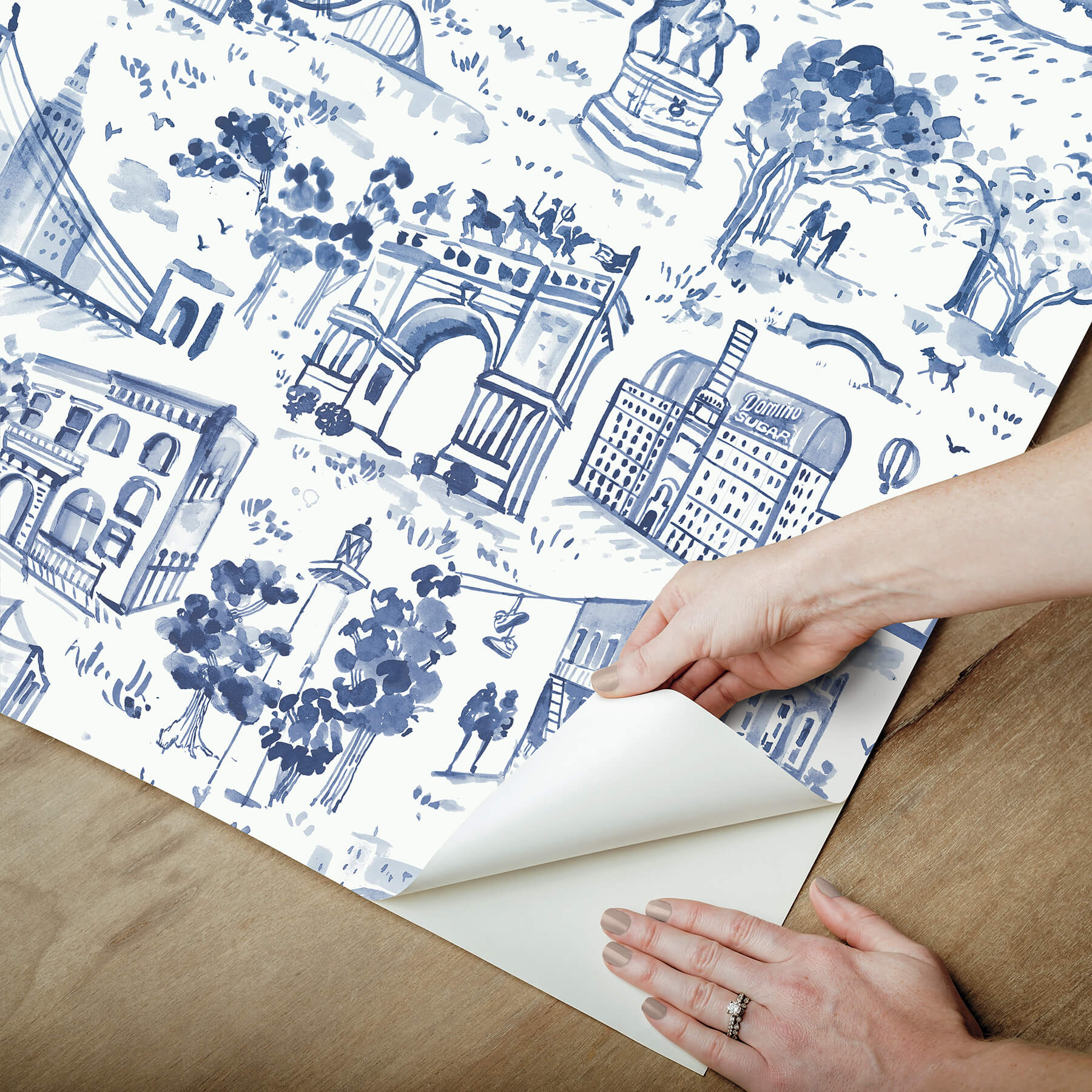 BBS6544 - Toile de New York Navy Peel and Stick Wallpaper - by ...