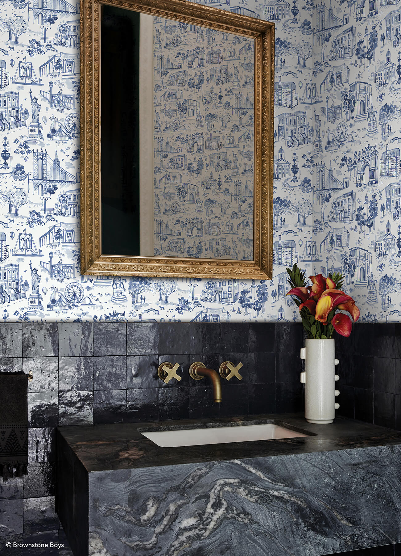 BBS6544 - Toile de New York Navy Peel and Stick Wallpaper - by ...