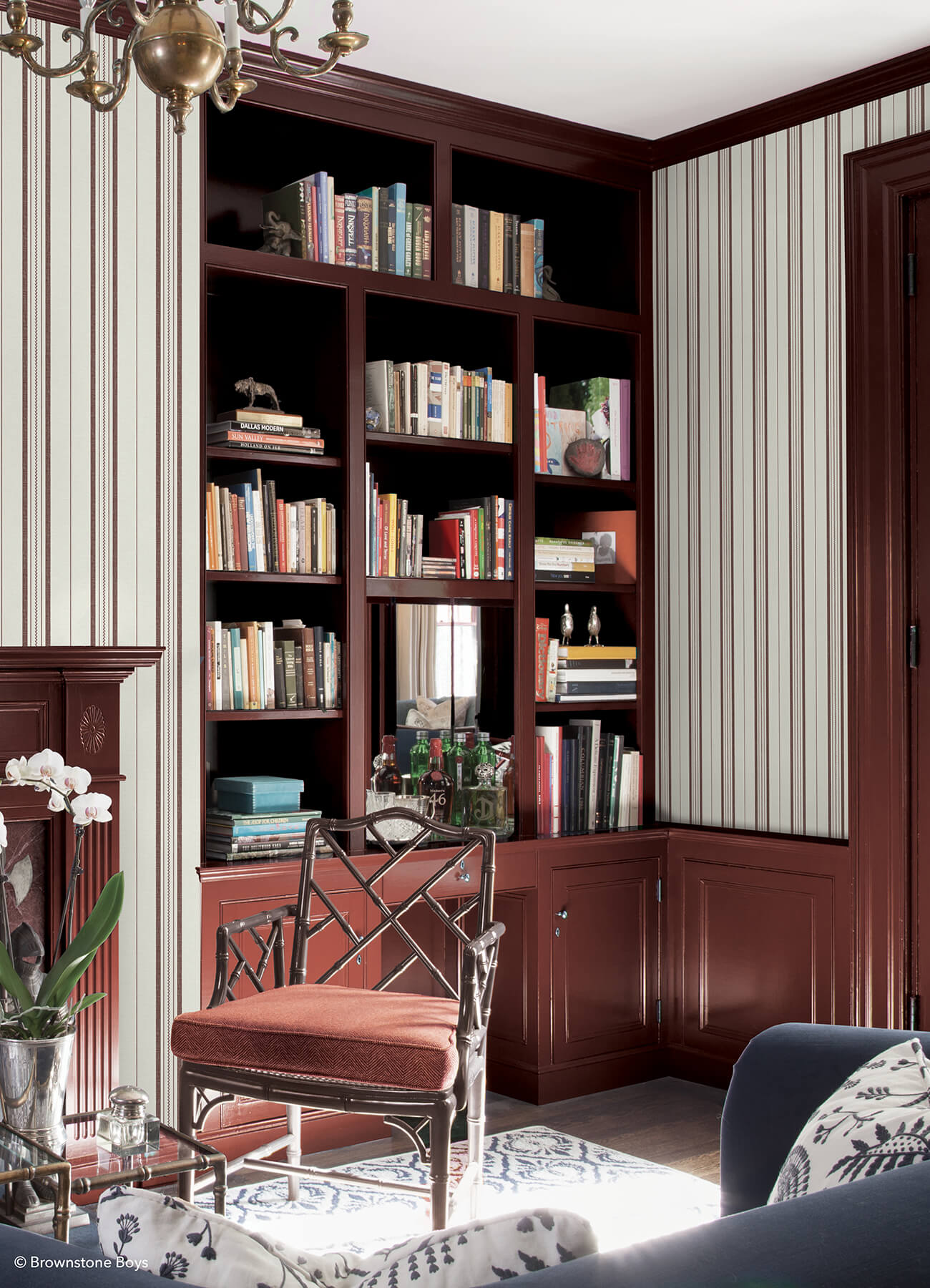 BBS6553 - Townhouse Stripe Maroon Peel and Stick Wallpaper - by ...