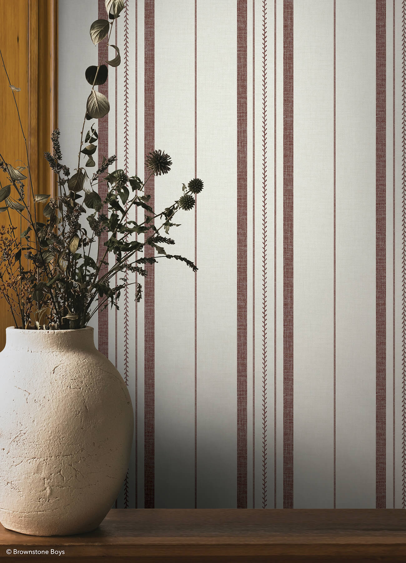 BBS6553 - Townhouse Stripe Maroon Peel and Stick Wallpaper - by ...