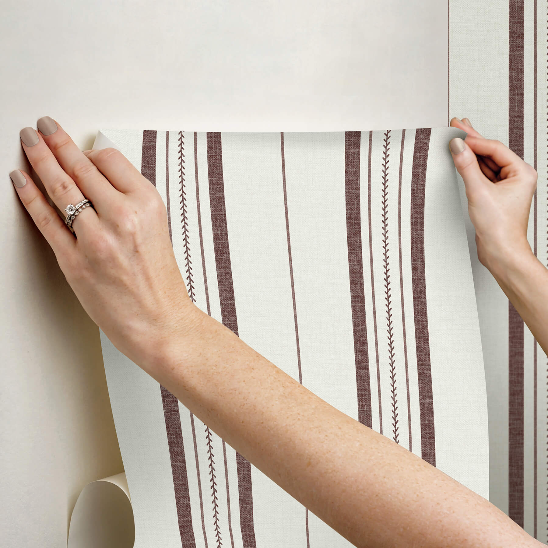 BBS6553 - Townhouse Stripe Maroon Peel and Stick Wallpaper - by ...