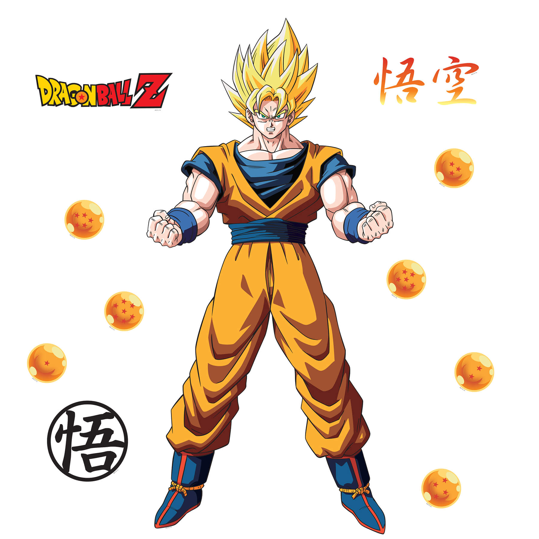 RMDM5583 - Dragon Ball Z Goku Character Orange Wall Decals - by Roommates