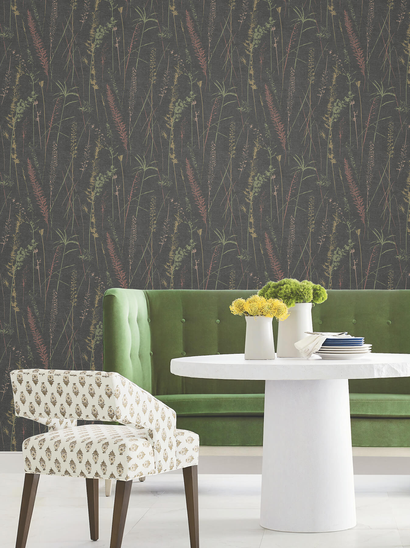 York Wallcoverings. LL3241 - Meadow Splendor Black Botanical Wallpaper ...