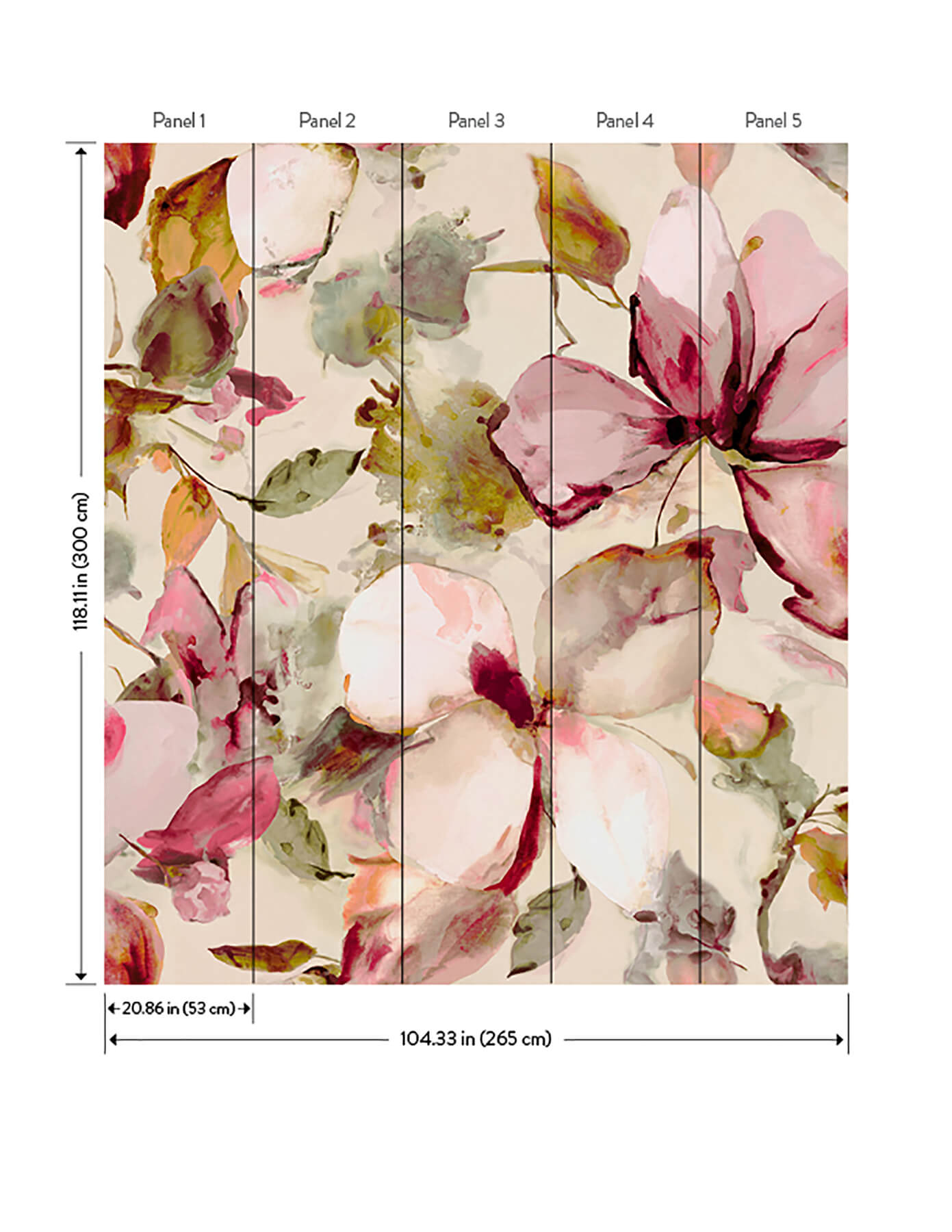York Wallcoverings. 4202-367577M - Florian Pink Wall Mural - by A ...