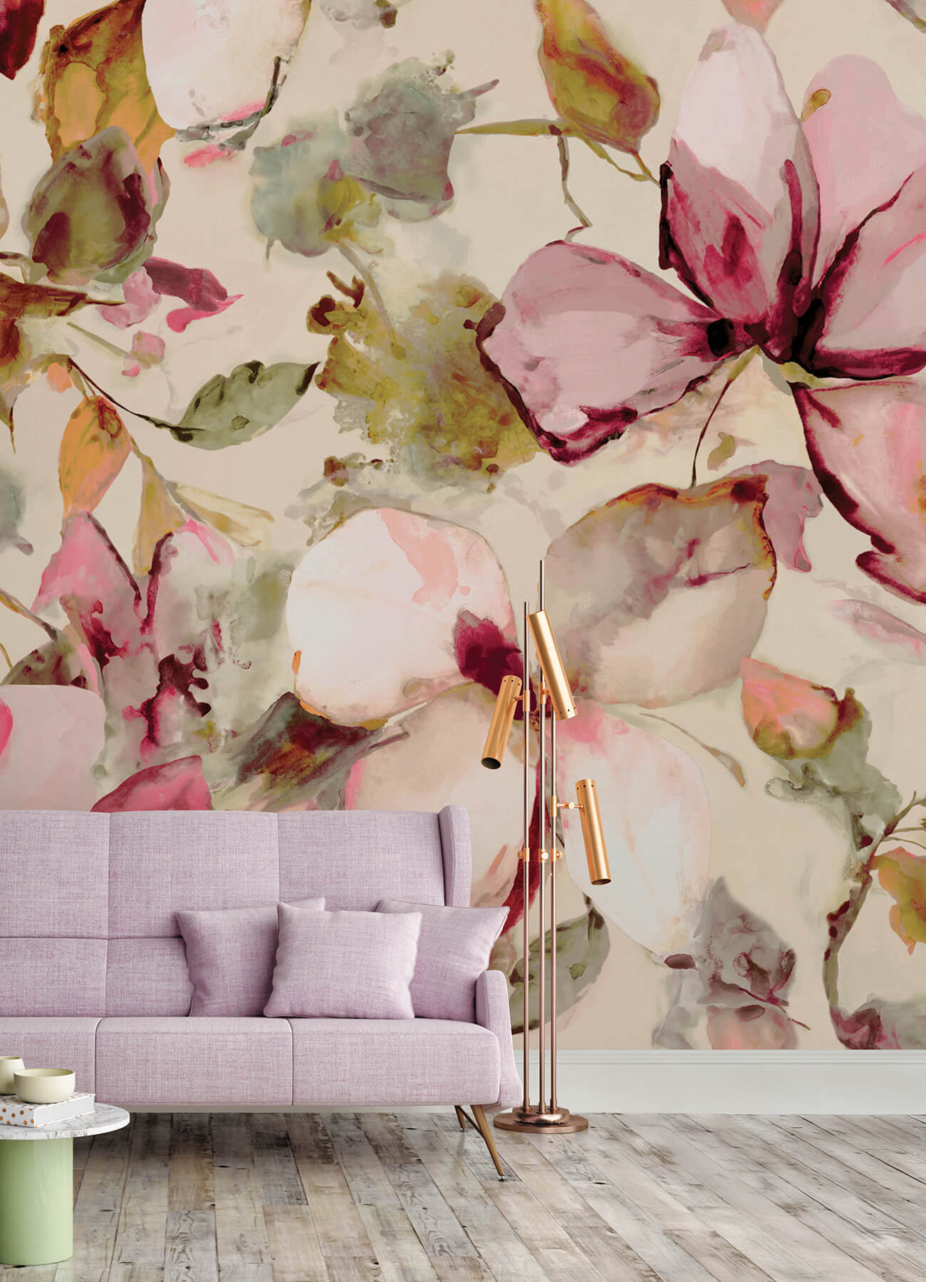4202-367577M - Florian Pink Wall Mural - by A-Street Prints