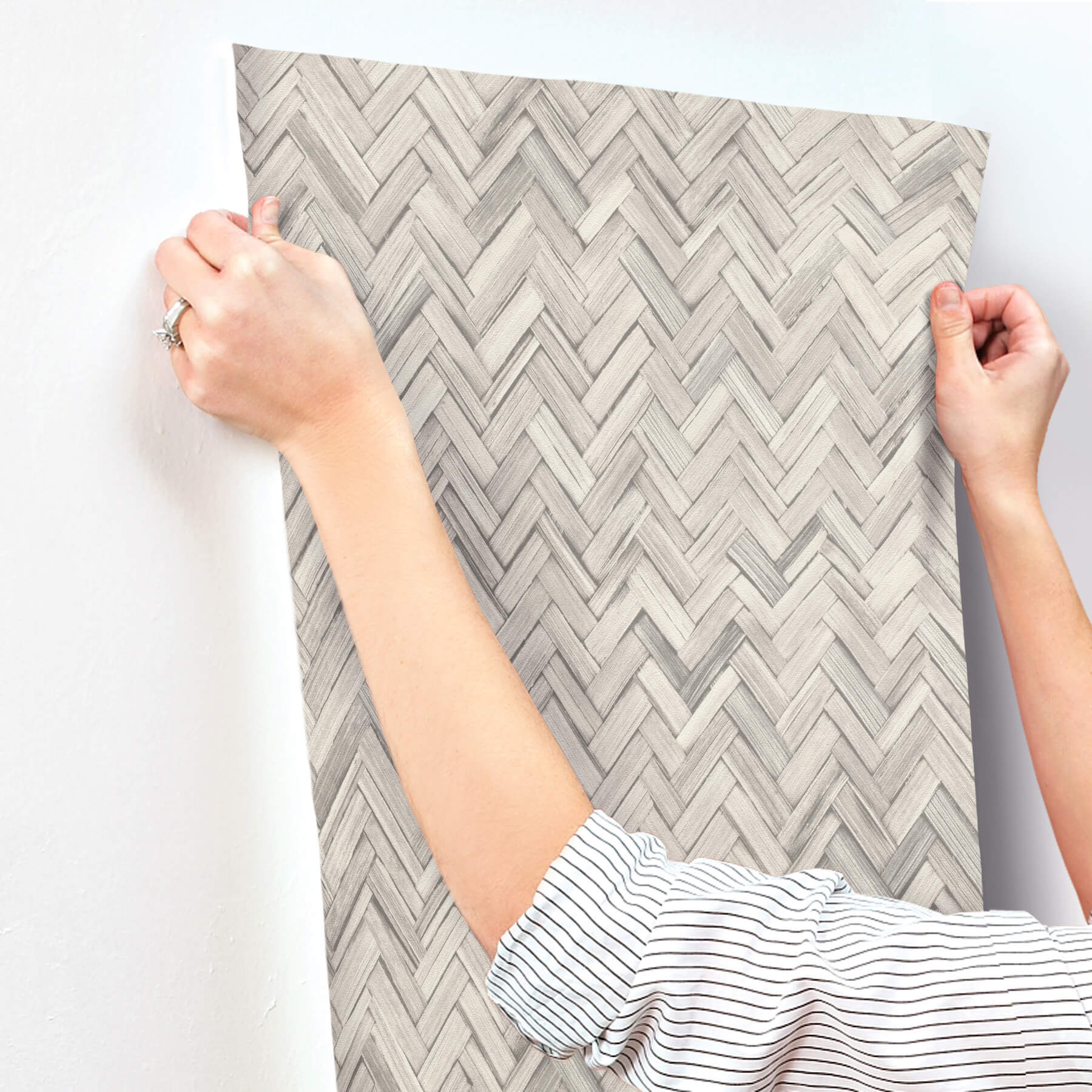 4202-410365 - Ellery Light Grey Herringbone Wallpaper - by A-Street Prints