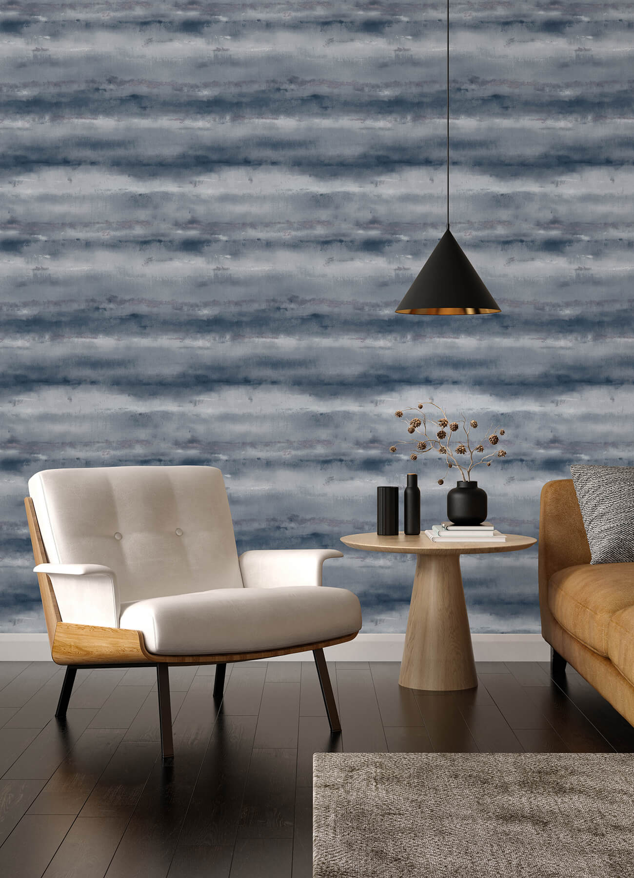 4202-481662 - Ayla Indigo Abstract Stripe Wallpaper - by A-Street Prints