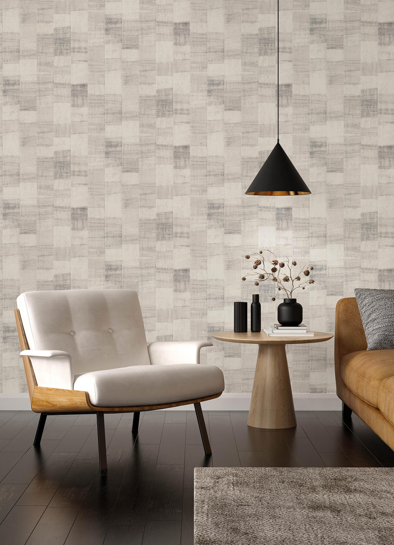 4202-570946 - Ivo Grey Block Stripe Wallpaper - by A-Street Prints