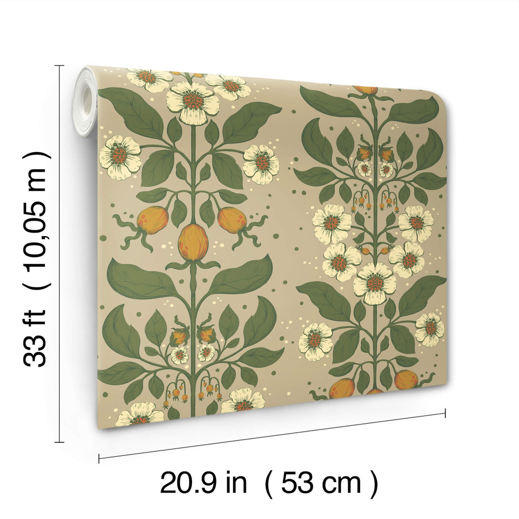 York Wallcoverings. 4201-48012 - Rosa Light Brown Floral Columns ...