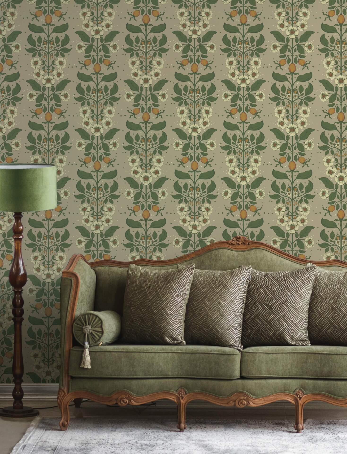 4201-48012 - Rosa Light Brown Floral Columns Wallpaper - by A-Street Prints