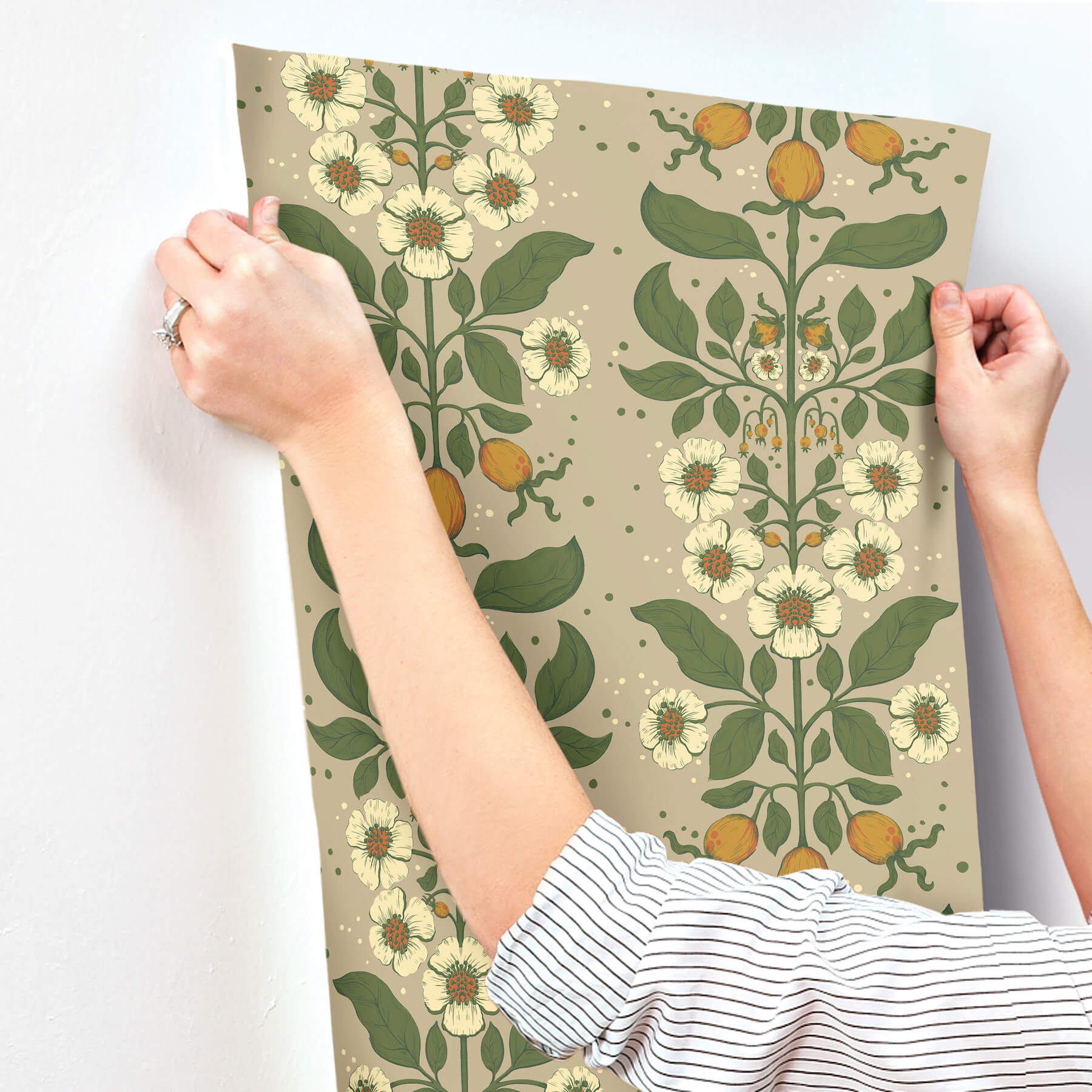 4201-48012 - Rosa Light Brown Floral Columns Wallpaper - by A-Street Prints