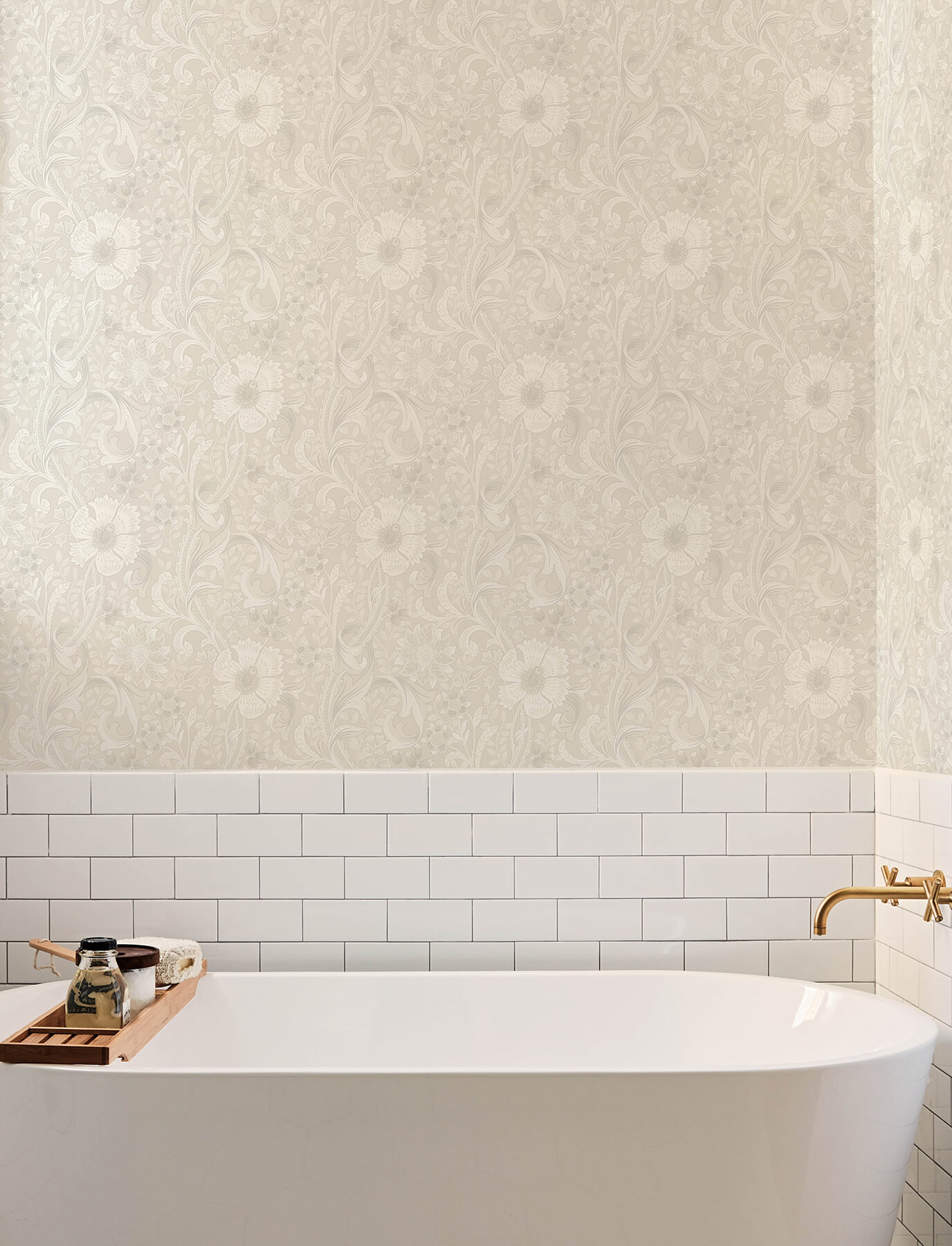 York Wallcoverings. 4191-83011 - Liora Neutral Floral Trail Wallpaper ...