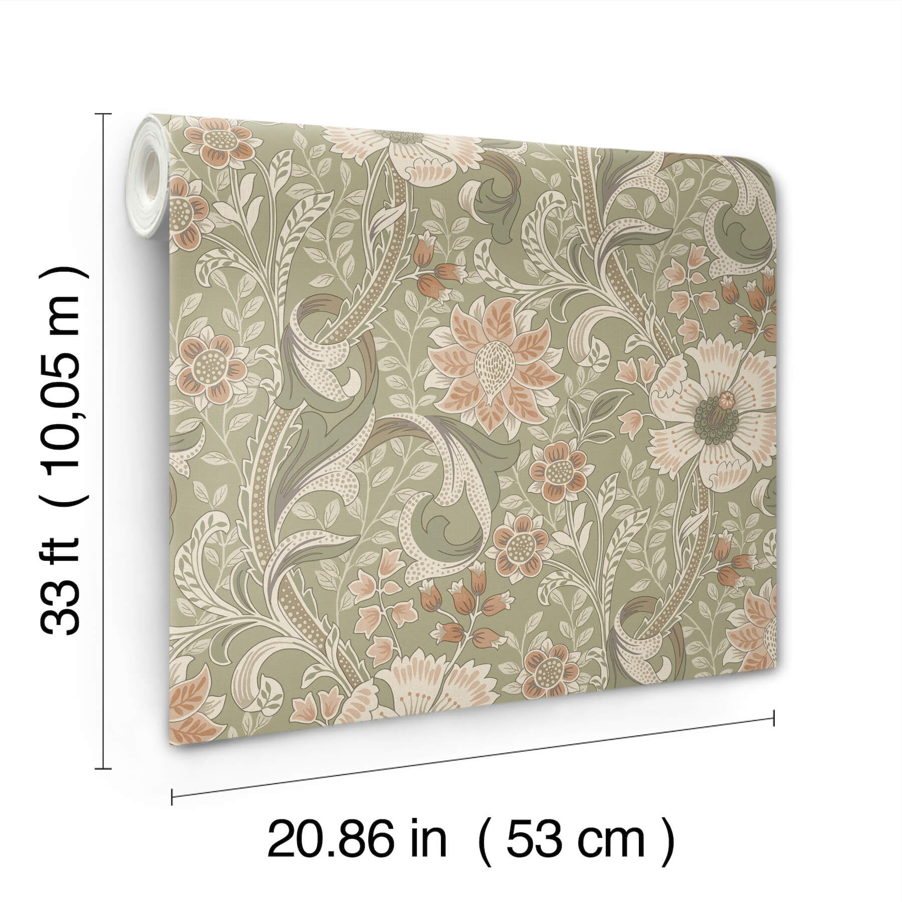 York Wallcoverings. 4191-83014 - Liora Green Floral Trail Wallpaper ...