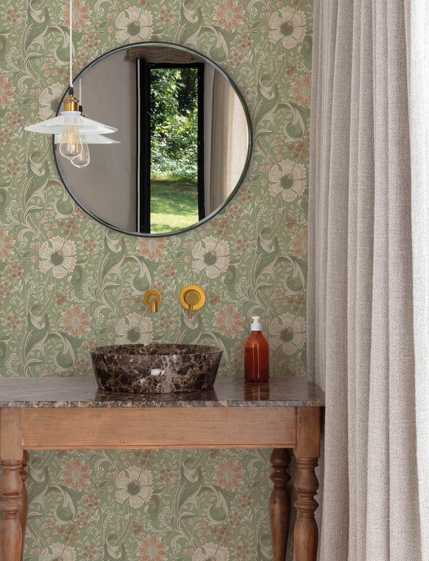 York Wallcoverings. 4191-83014 - Liora Green Floral Trail Wallpaper ...