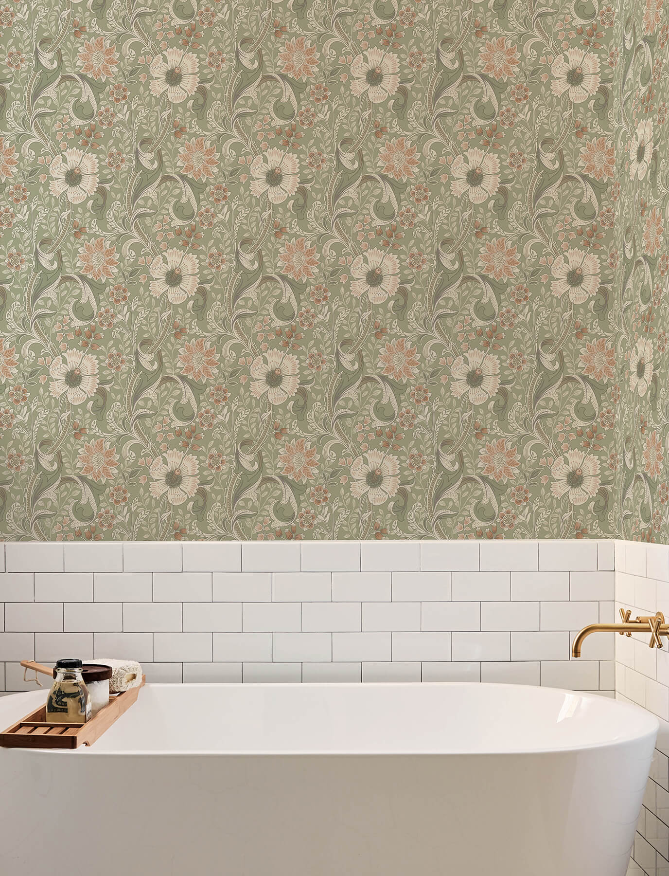 York Wallcoverings. 4191-83014 - Liora Green Floral Trail Wallpaper ...