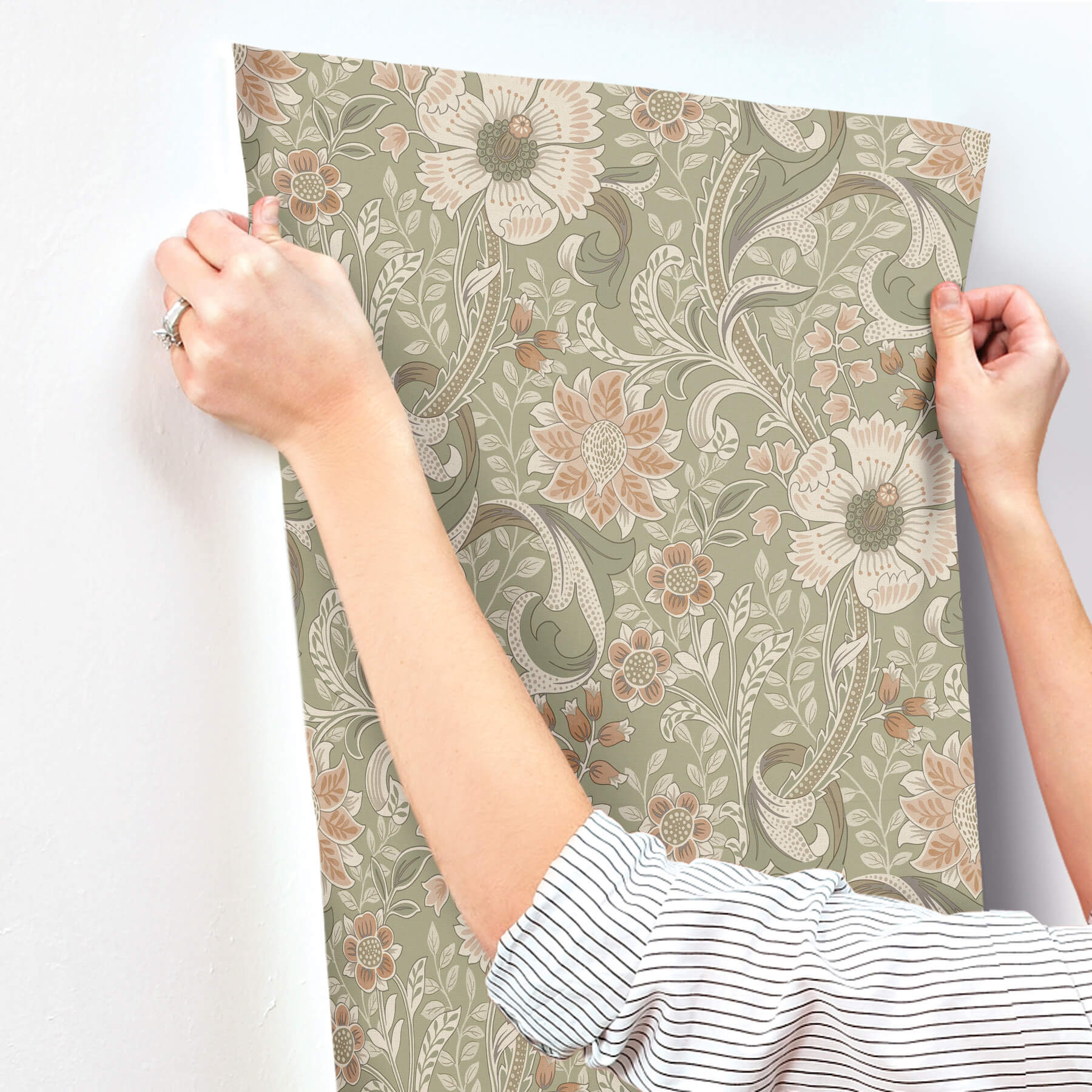 York Wallcoverings. 4191-83014 - Liora Green Floral Trail Wallpaper ...