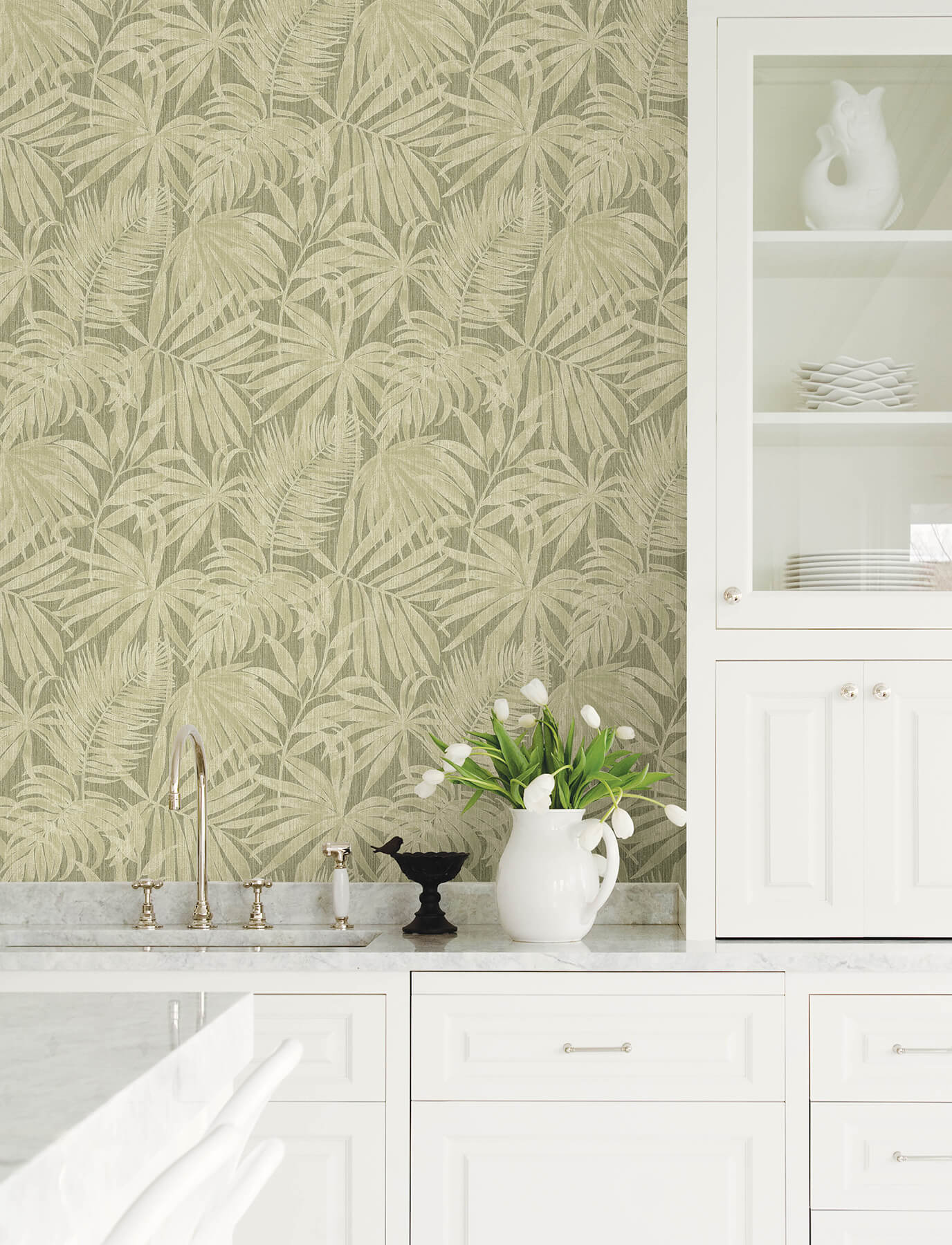 4191-83027 - Sonny Green Fronds Wallpaper - by Chesapeake
